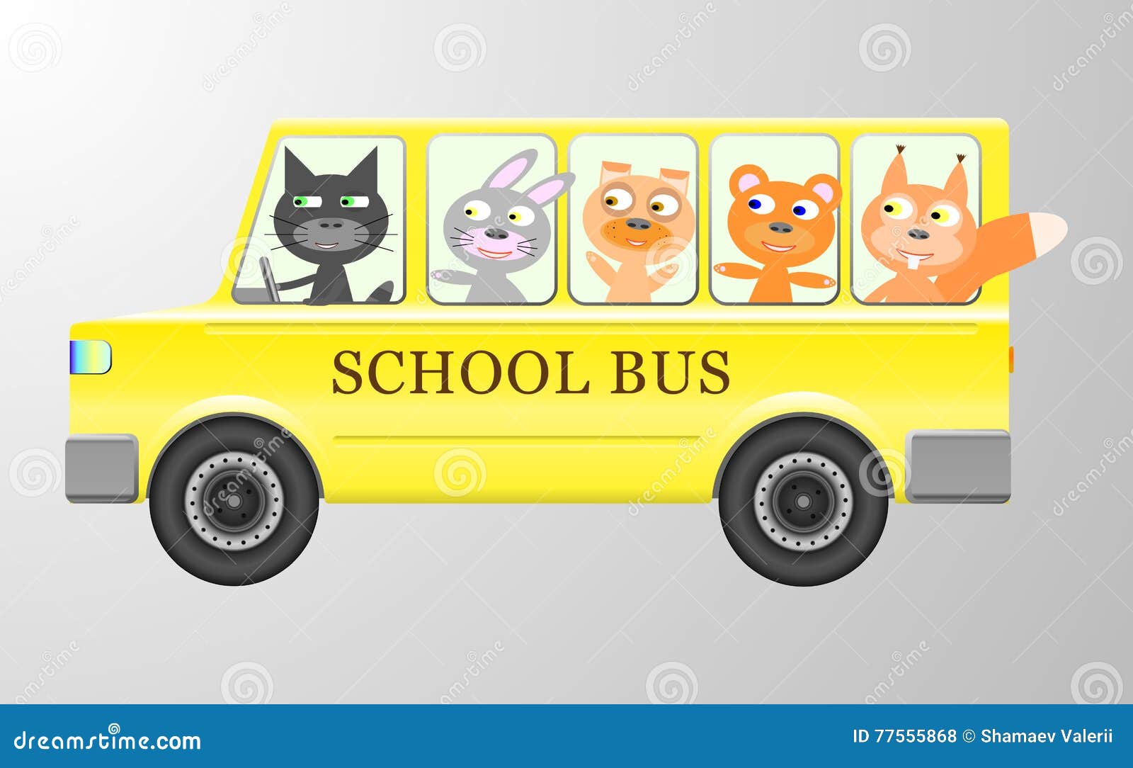 Animals and school bus stock vector. Illustration of ride - 77555868