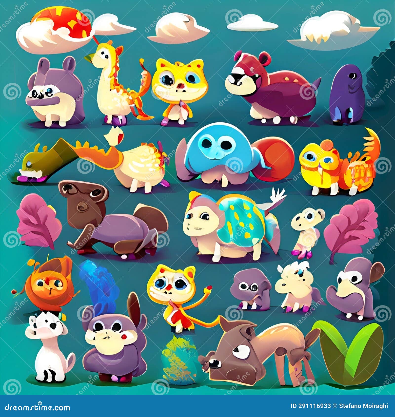 Animals Set Illustration Cartoon Style Stock Illustration ...