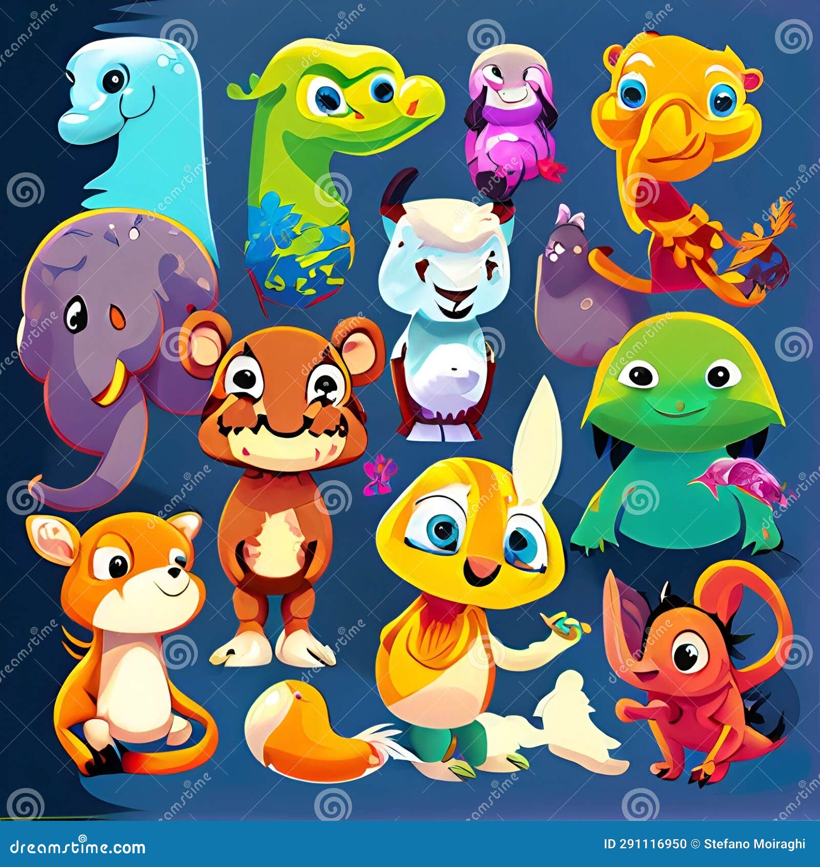 Animals Set Illustration Cartoon Style Stock Illustration ...