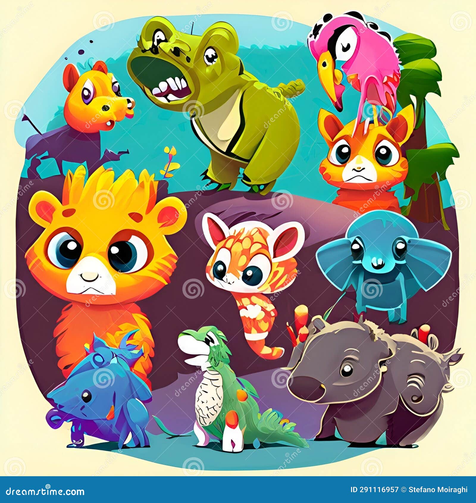 Animals Set Illustration Cartoon Style Stock Illustration ...