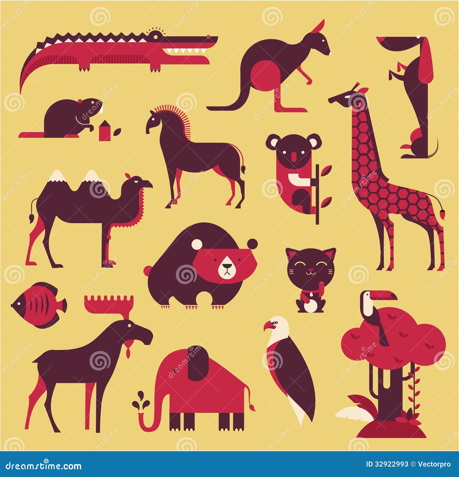 Animals set stock vector. Illustration of eagle, jungle - 32922993