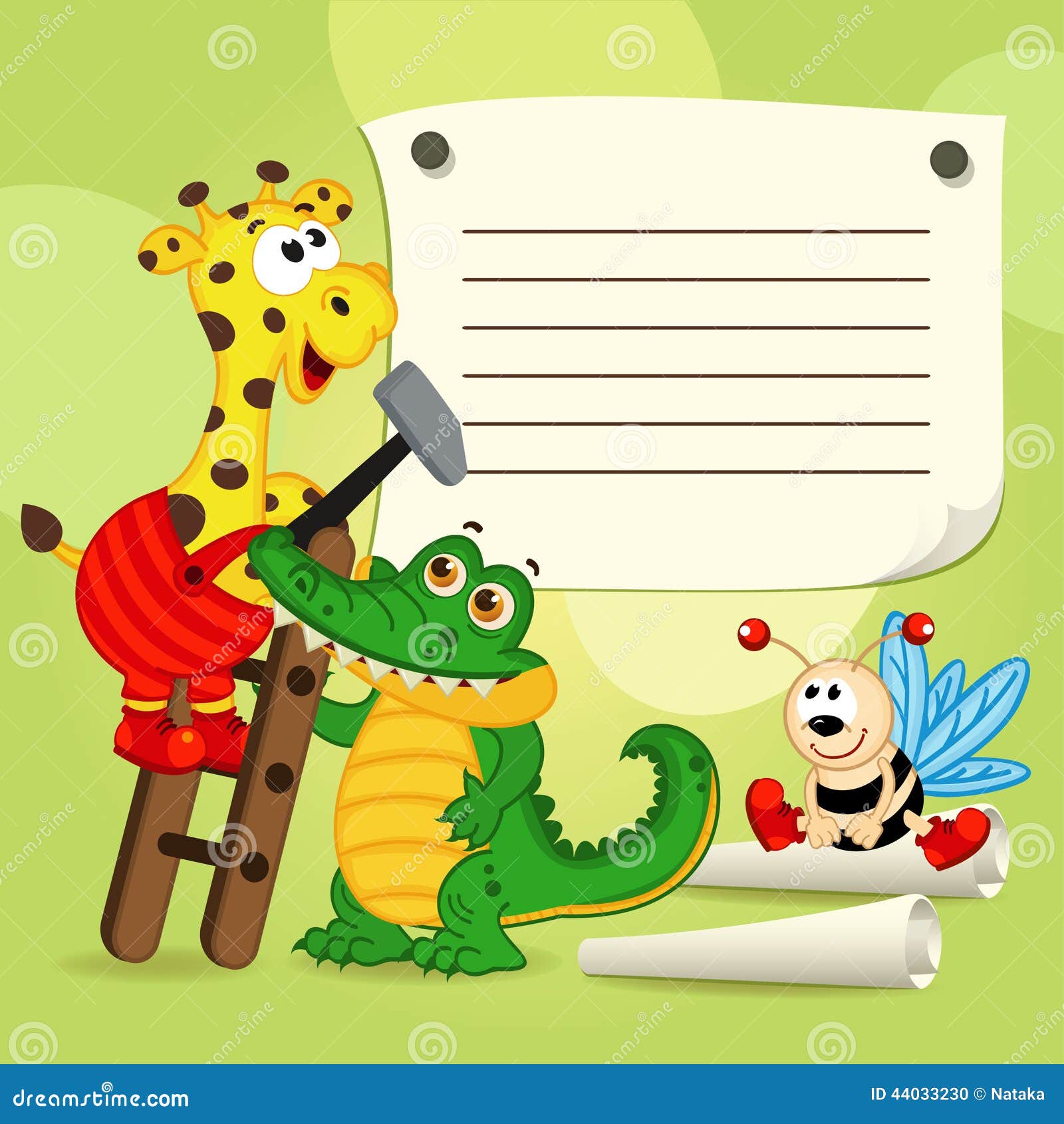 Animals sheet of paper stock vector. Illustration of baby - 44033230