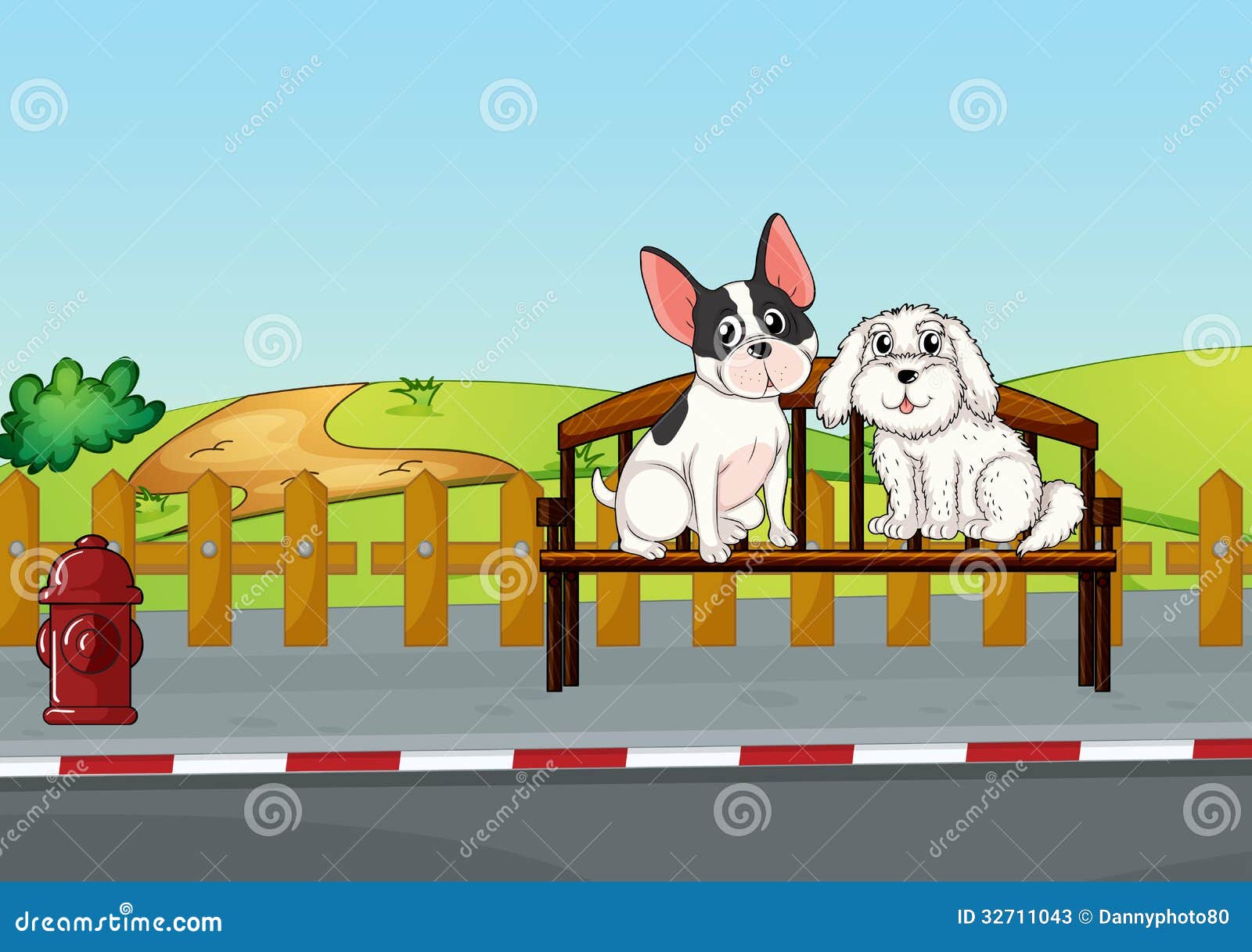 Animals Sitting at the Bench Stock Vector - Illustration of puppy ...