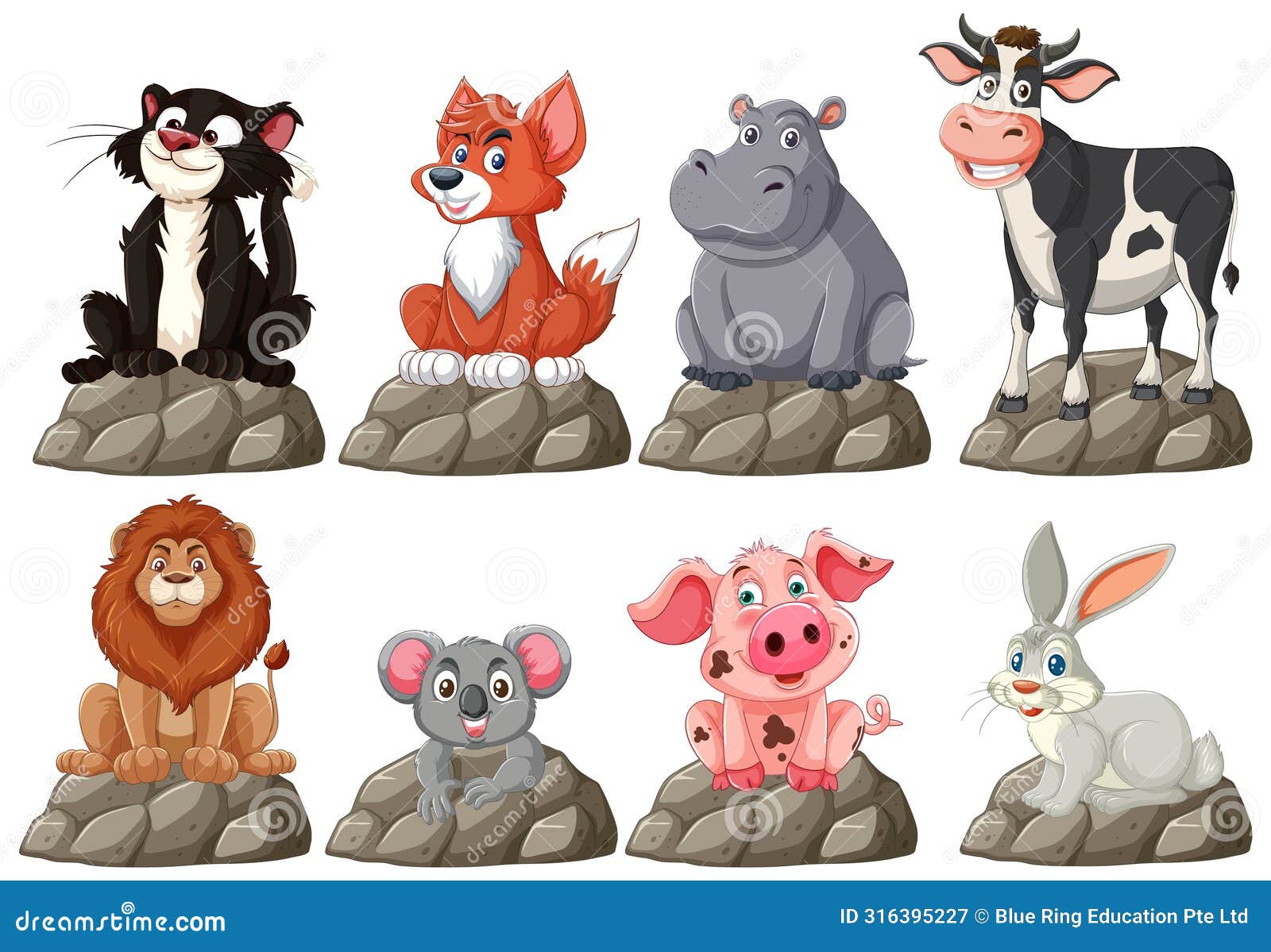 Animals Sitting On Rocky Outcrops Cartoon Vector | CartoonDealer.com ...
