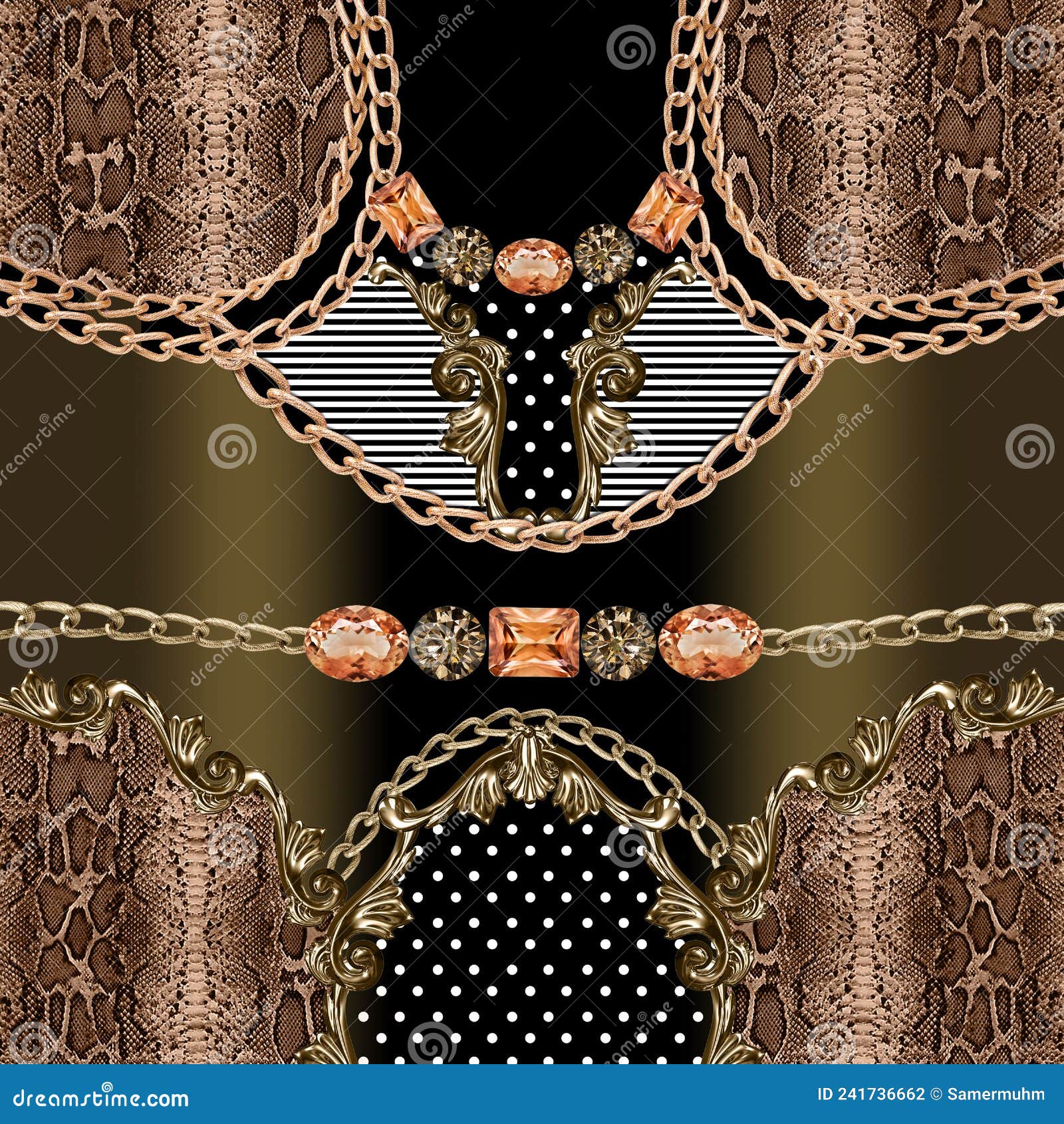 Animals Skin with Chains and Jewlery Ready for Textile Prints. Stock ...