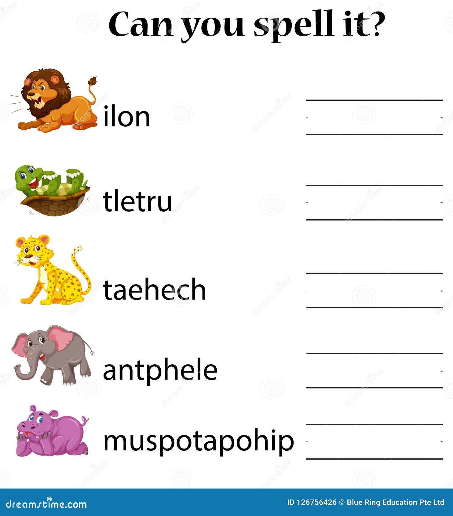 Spell The Word. Vector Illustration Of Elephant. Spelling Game For Kids ...