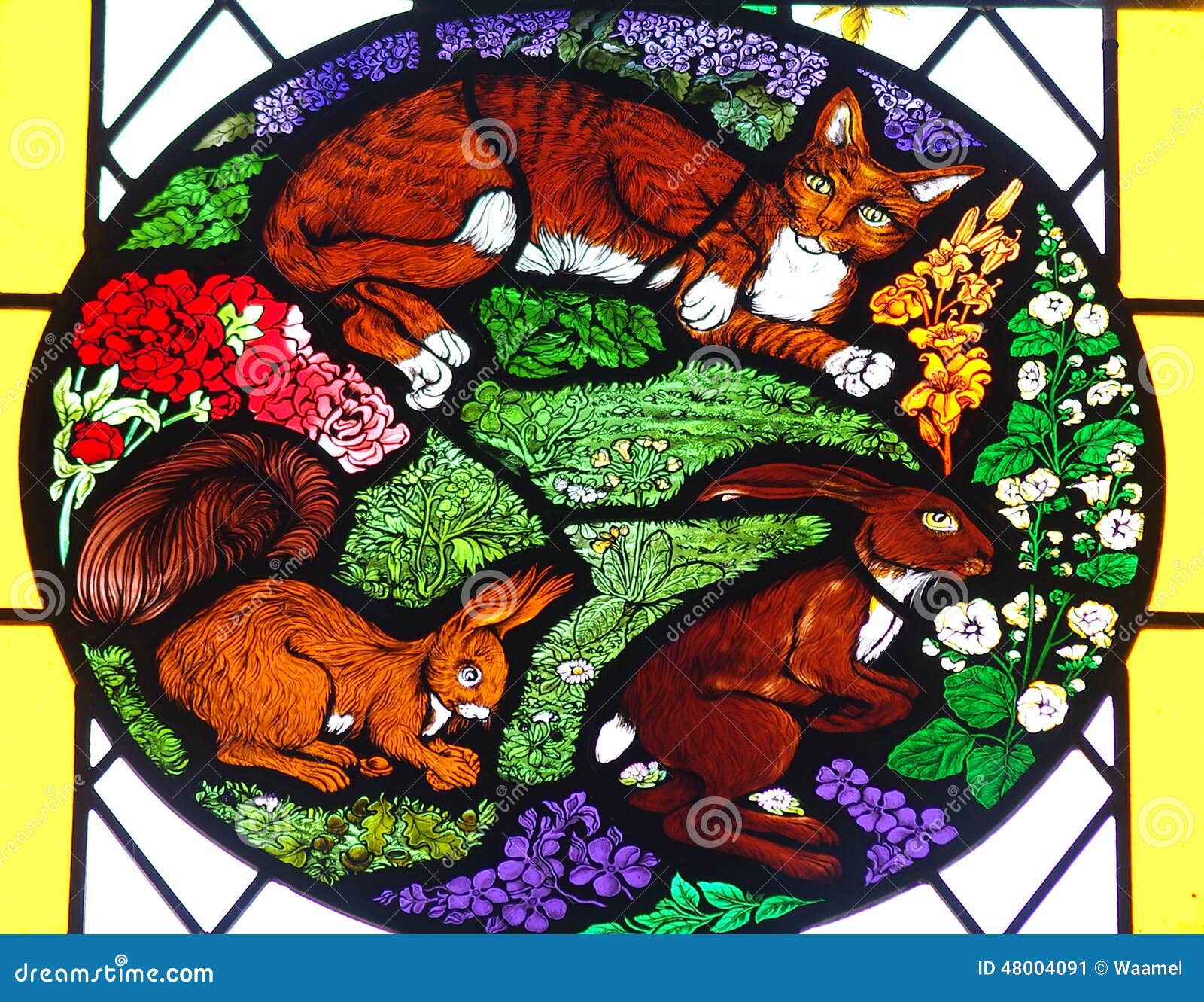Animals in stained glass stock image. Image of young - 48004091