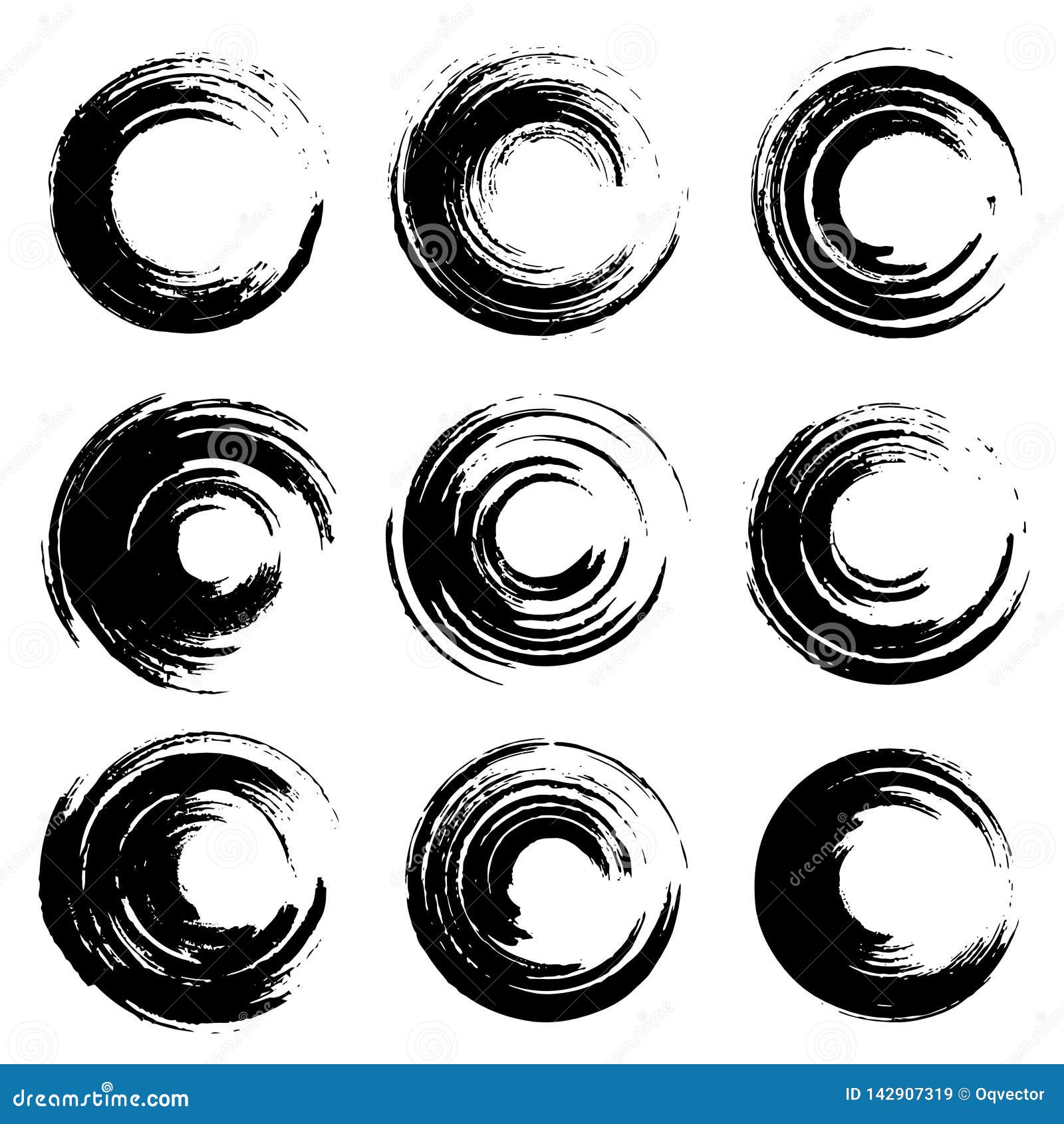 Set of Circular Ink Spots. Black Textured Paint Blots Stock Vector ...