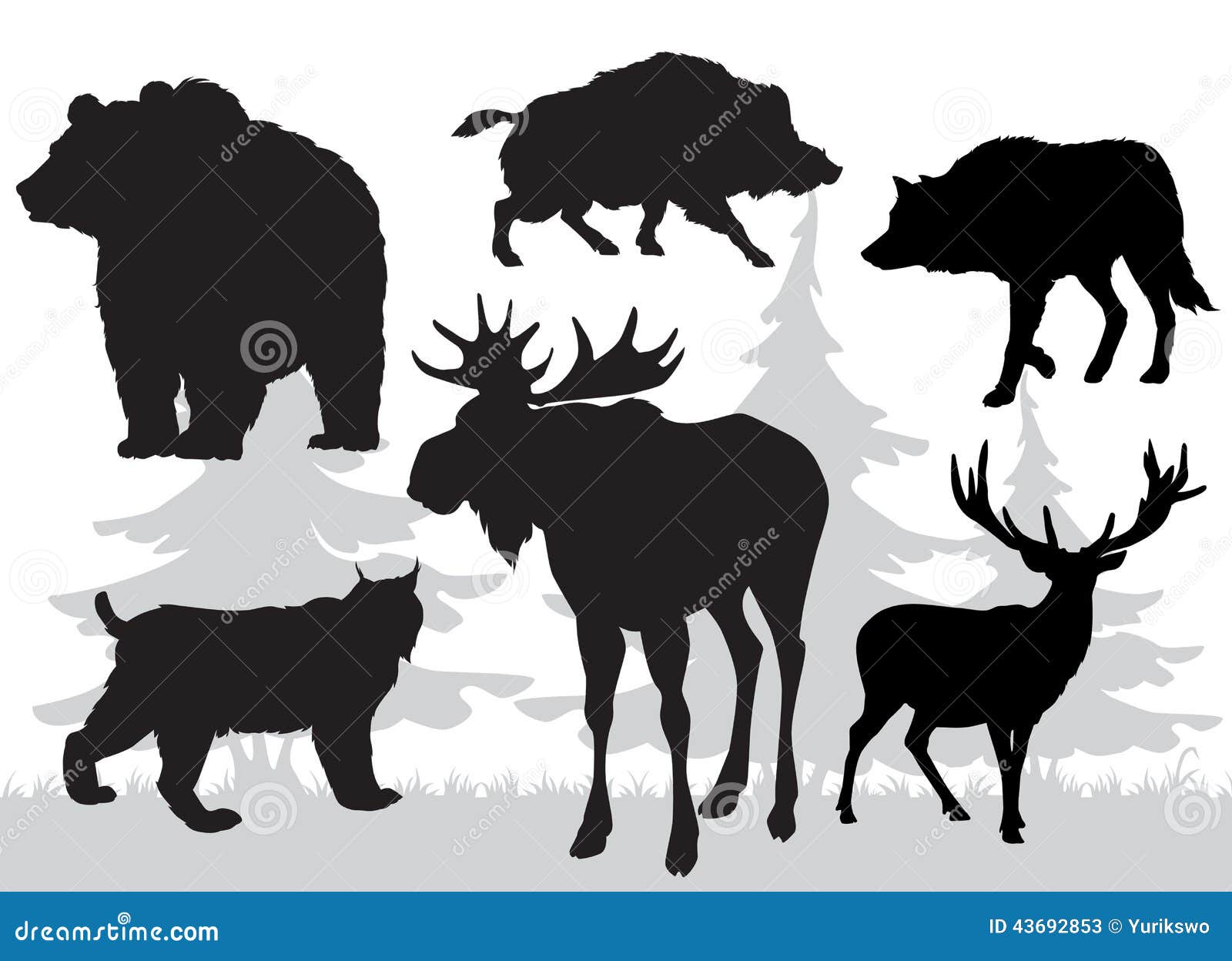 Animals of the Taiga Vector Stock Vector - Illustration of forest ...