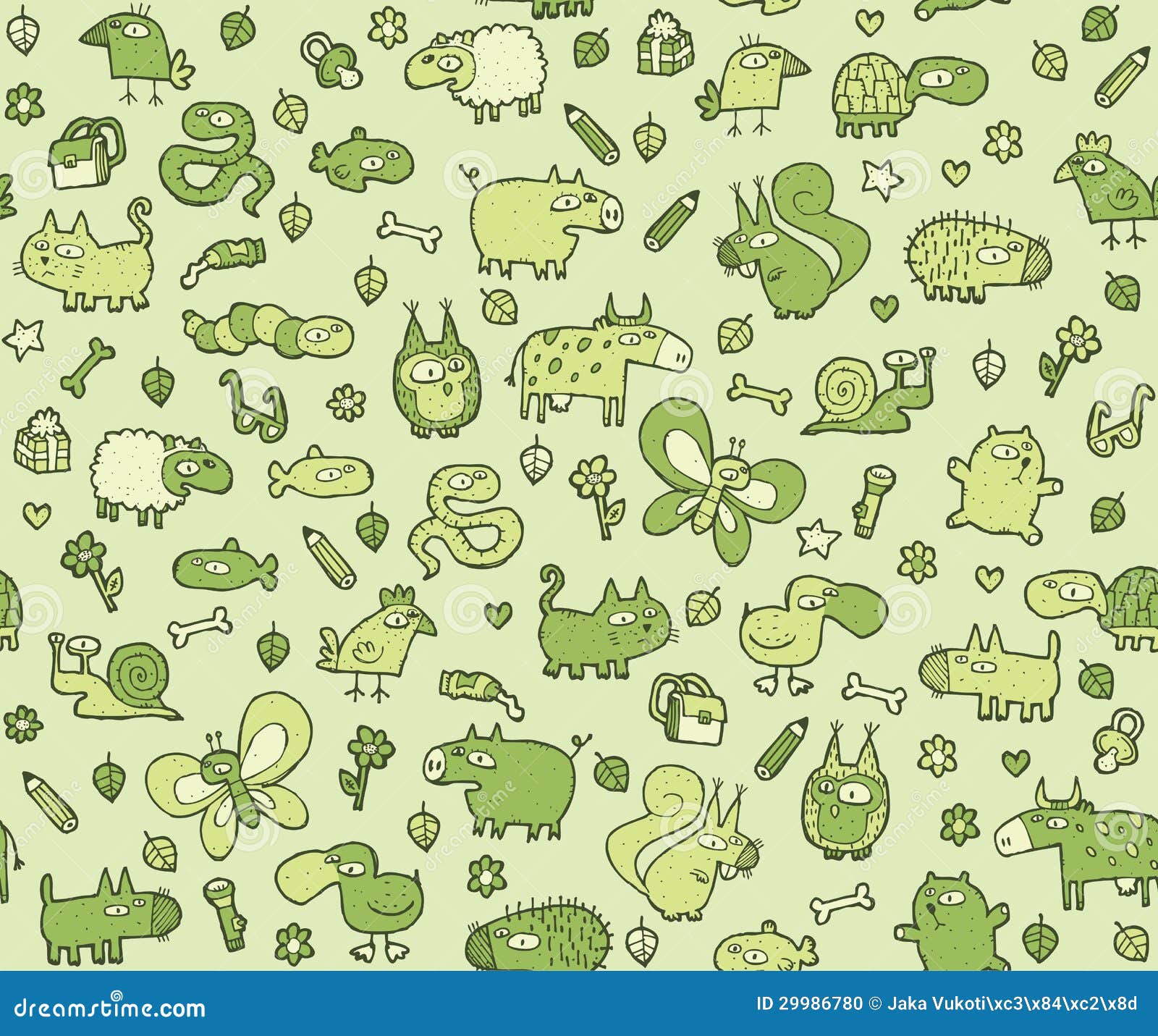 Animals Texture Seamless Pattern For Kids Cartoon Vector ...