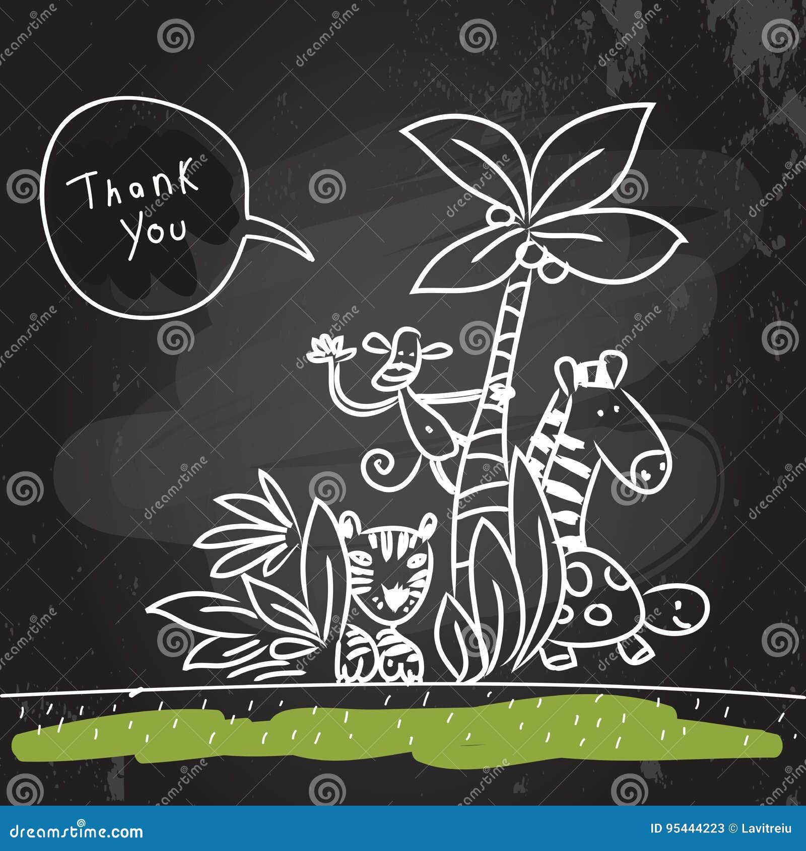 Animals thank you card stock vector. Illustration of sign - 95444223