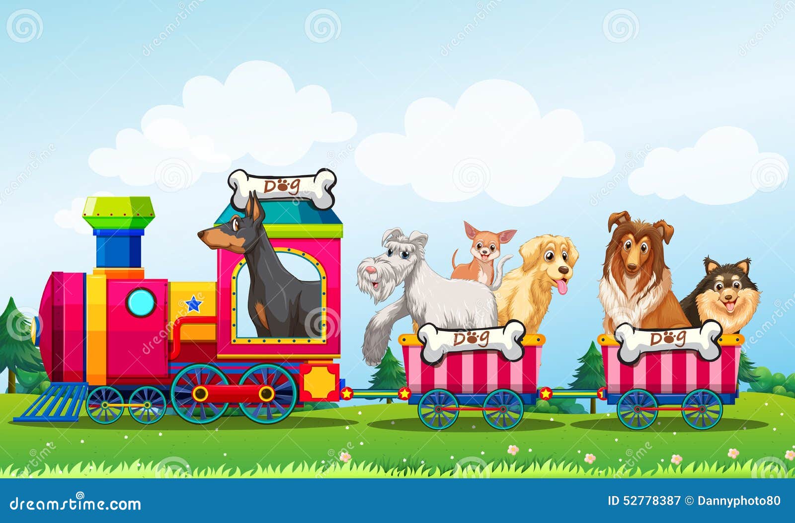 Animals and train stock vector. Illustration of small - 52778387