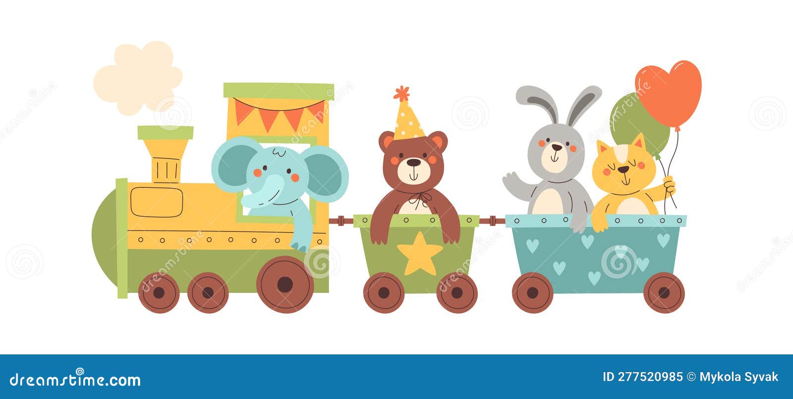 Animals on the Train stock vector. Illustration of giraffe - 277520985