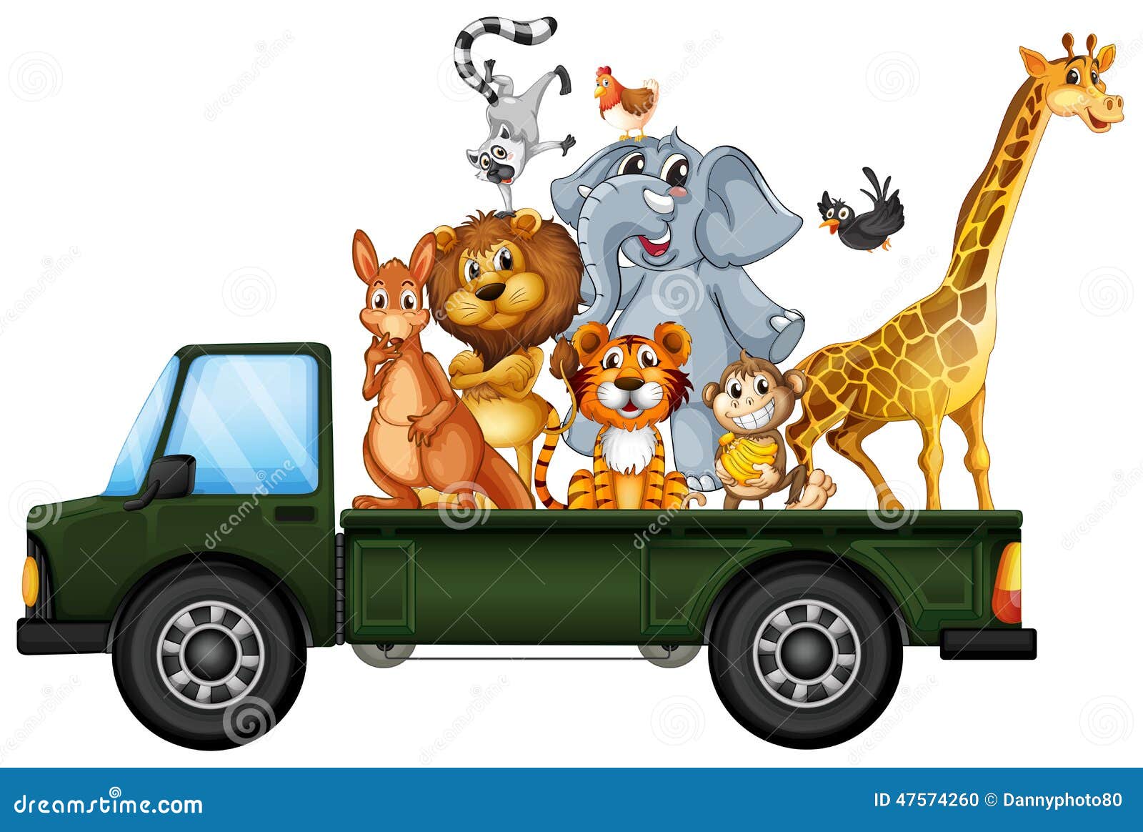 Animals On A Truck Stock Vector - Image: 47574260