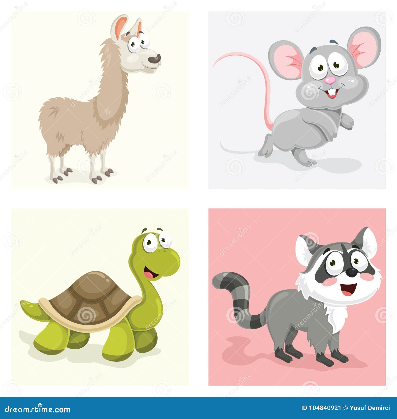 Animals Vector Illustration Set Stock Vector - Illustration of isolated ...
