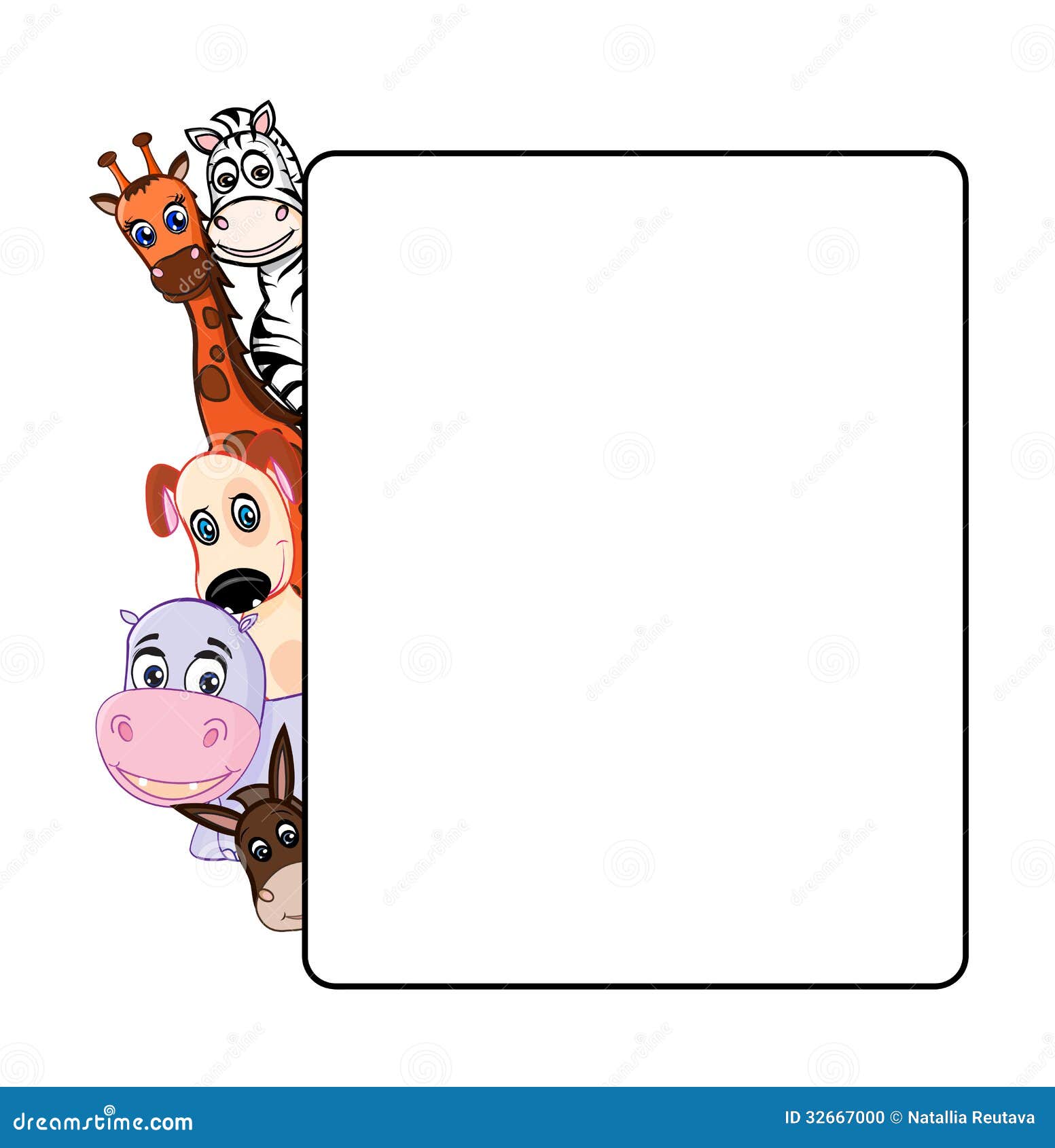 Animals On White Background With Frame Stock Photo - Image: 32667000