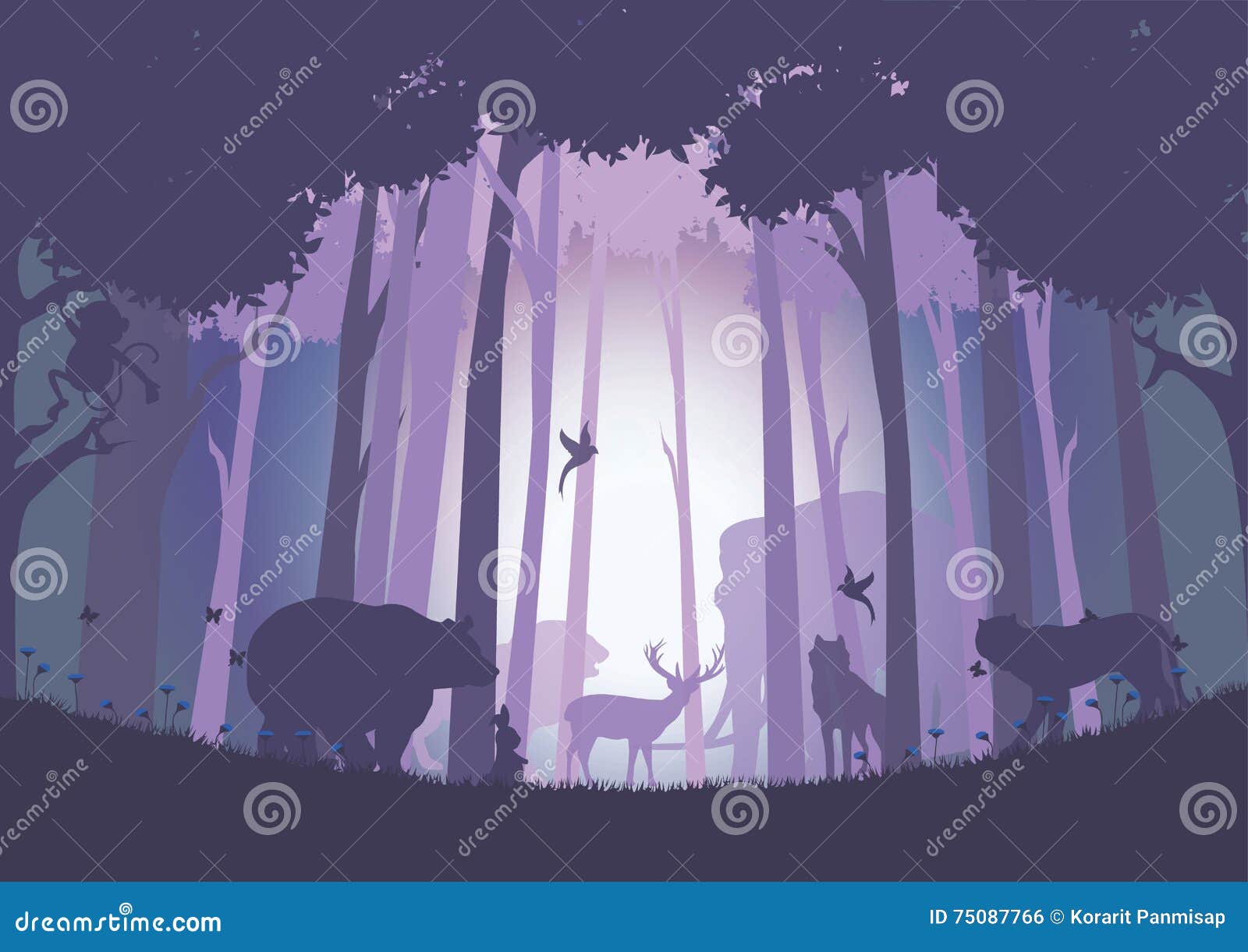 Animals in the Wild with Joy., Vector Illustrations Stock Illustration ...