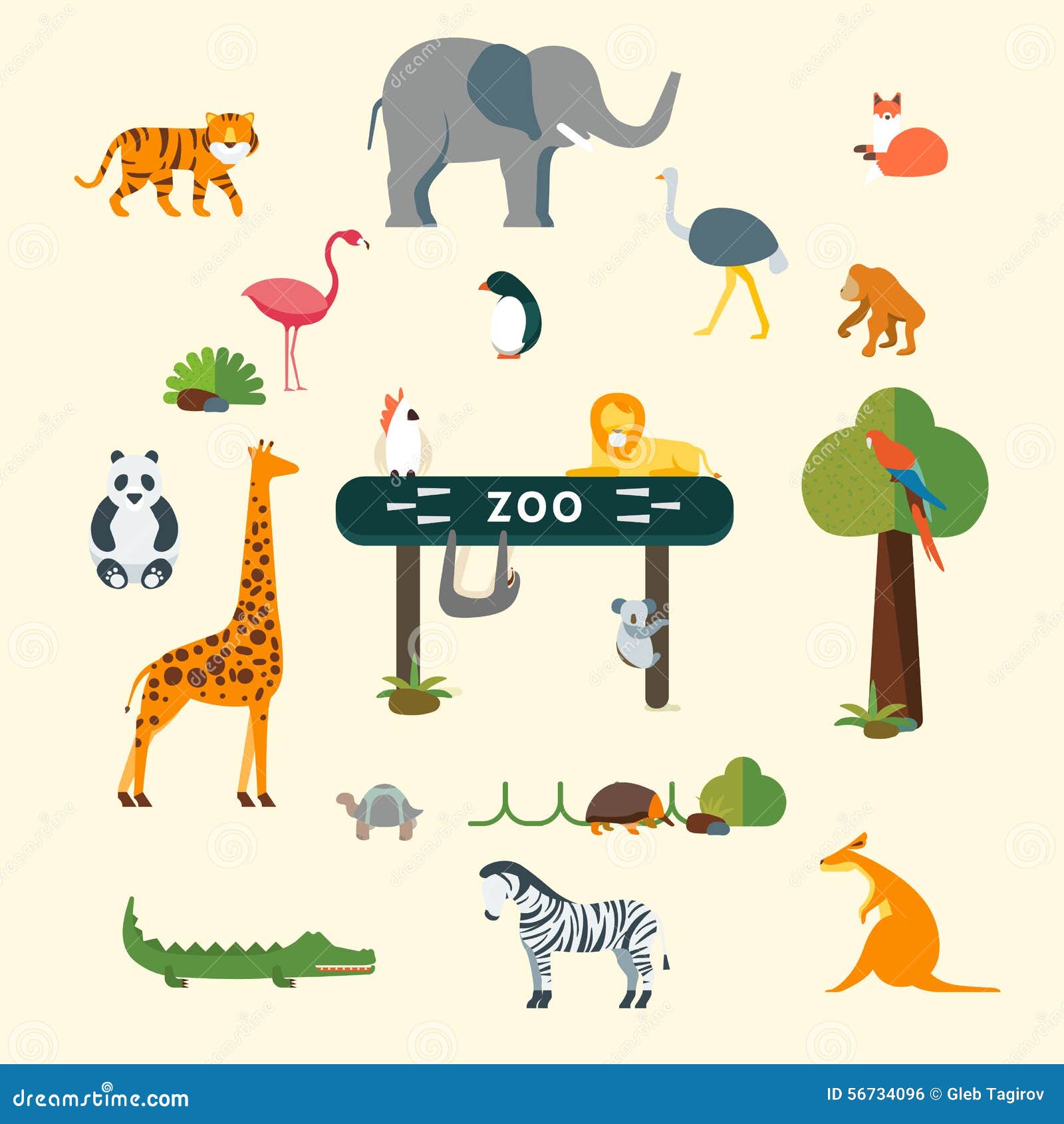 Animals and Zoo stock vector. Illustration of parrot - 56734096