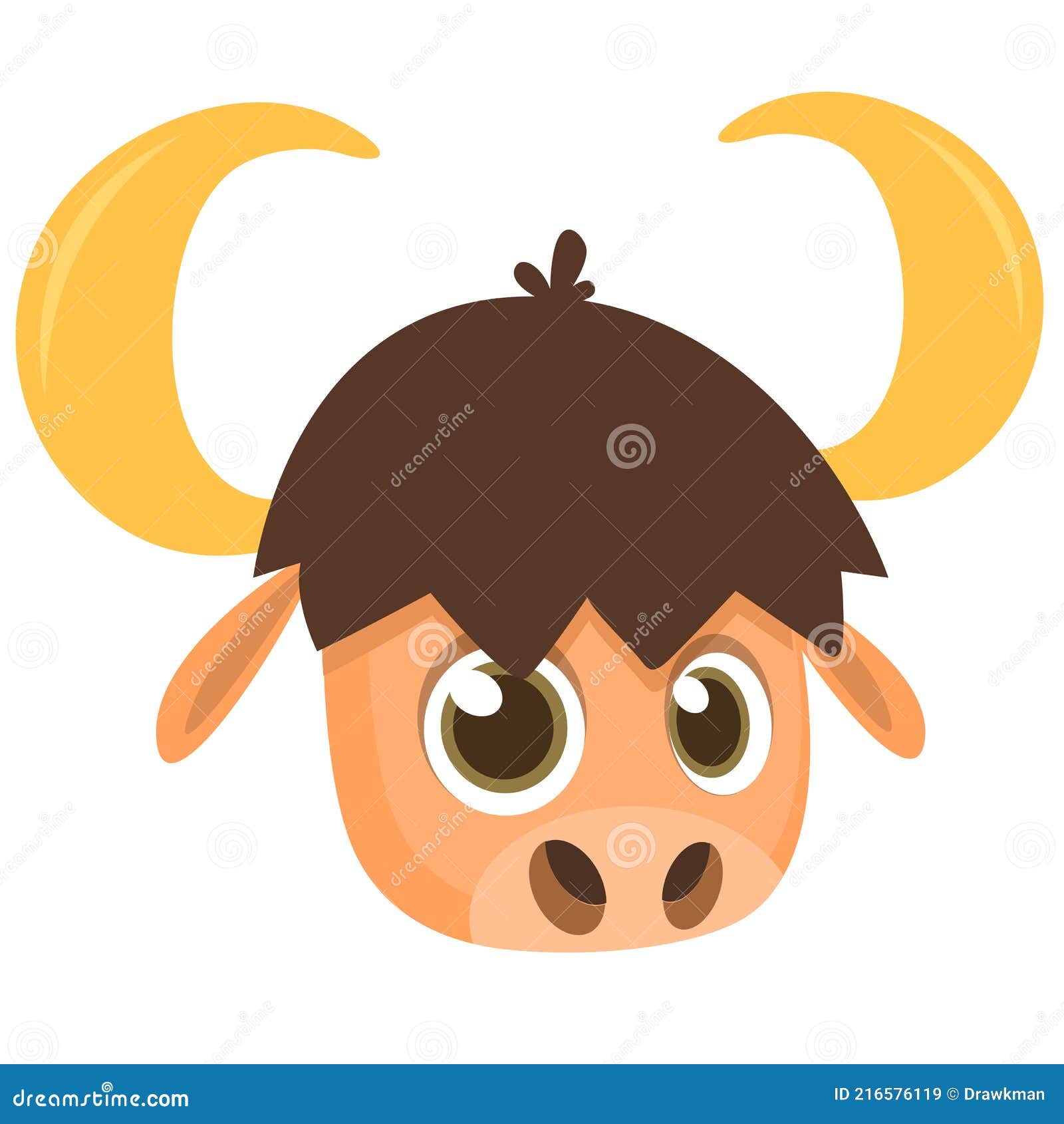 Vector Illustration of Cartoon Buffalo. Stock Vector - Illustration of ...