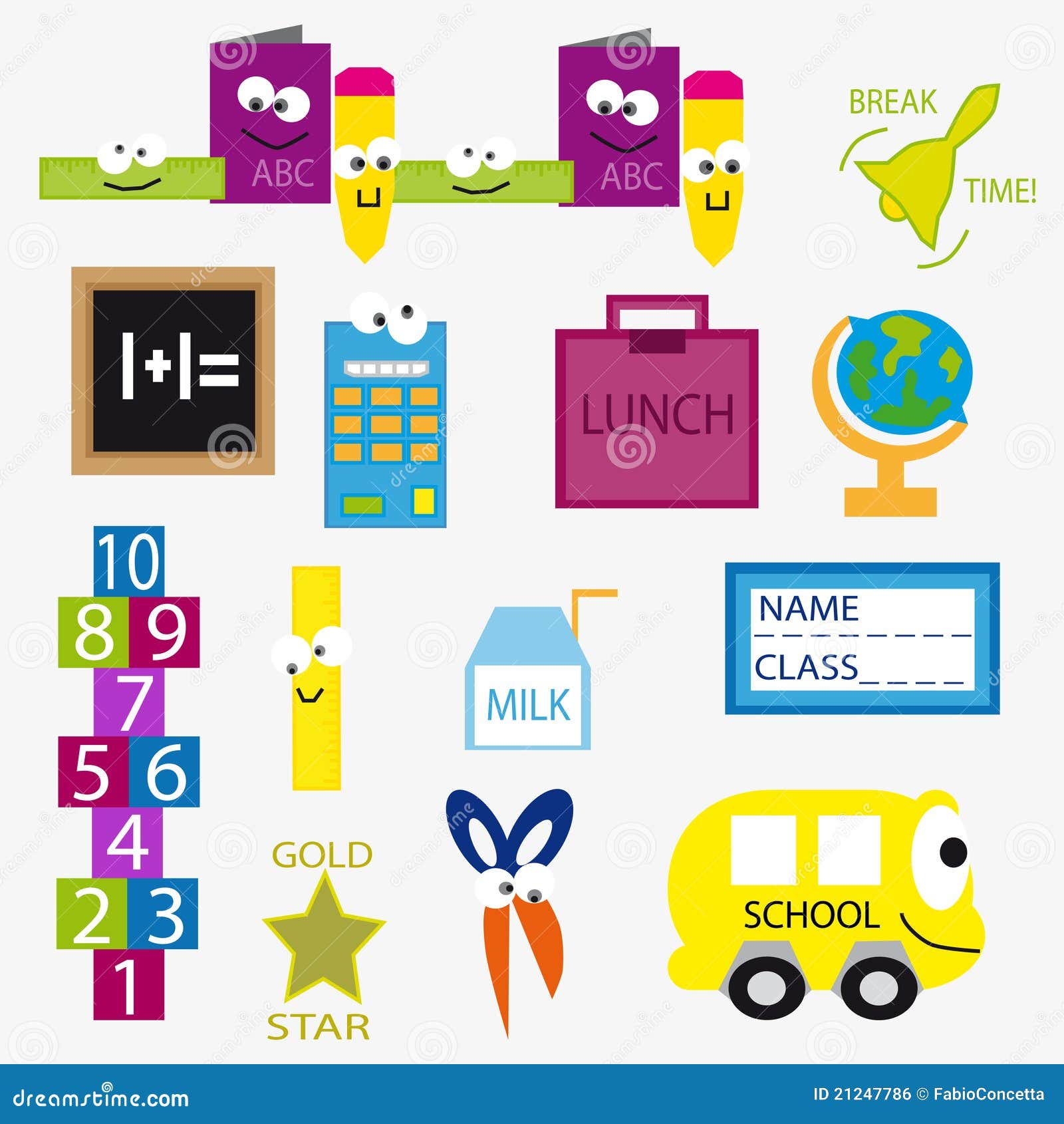 Animate Objects for the School Stock Vector - Illustration of class ...