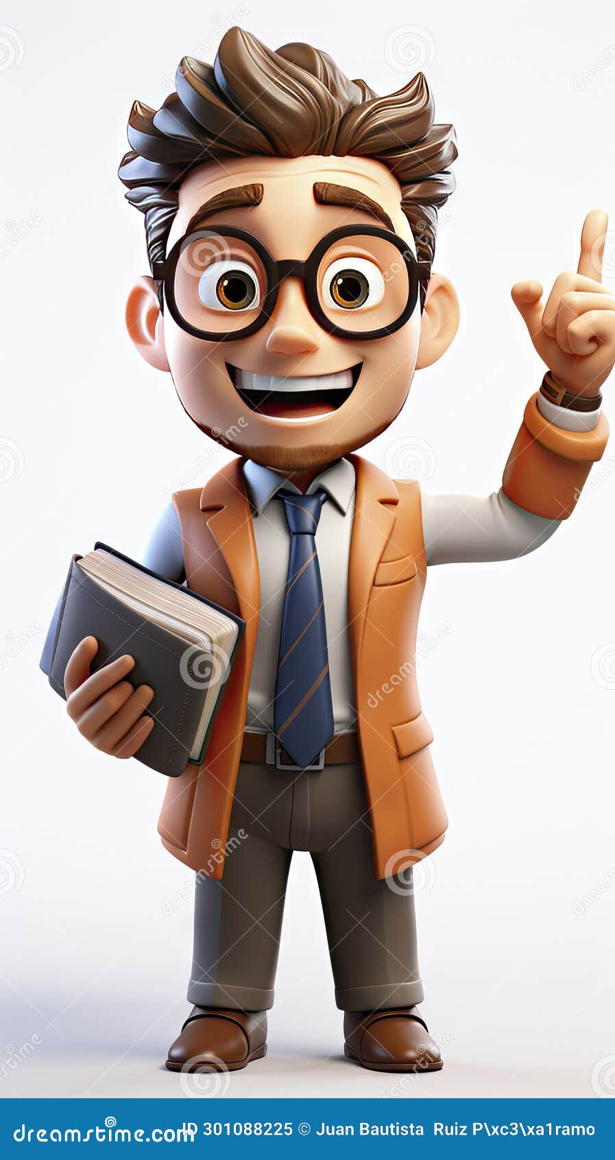 Animated Academic: Cheerful Cartoon Scholar. Stock Illustration ...