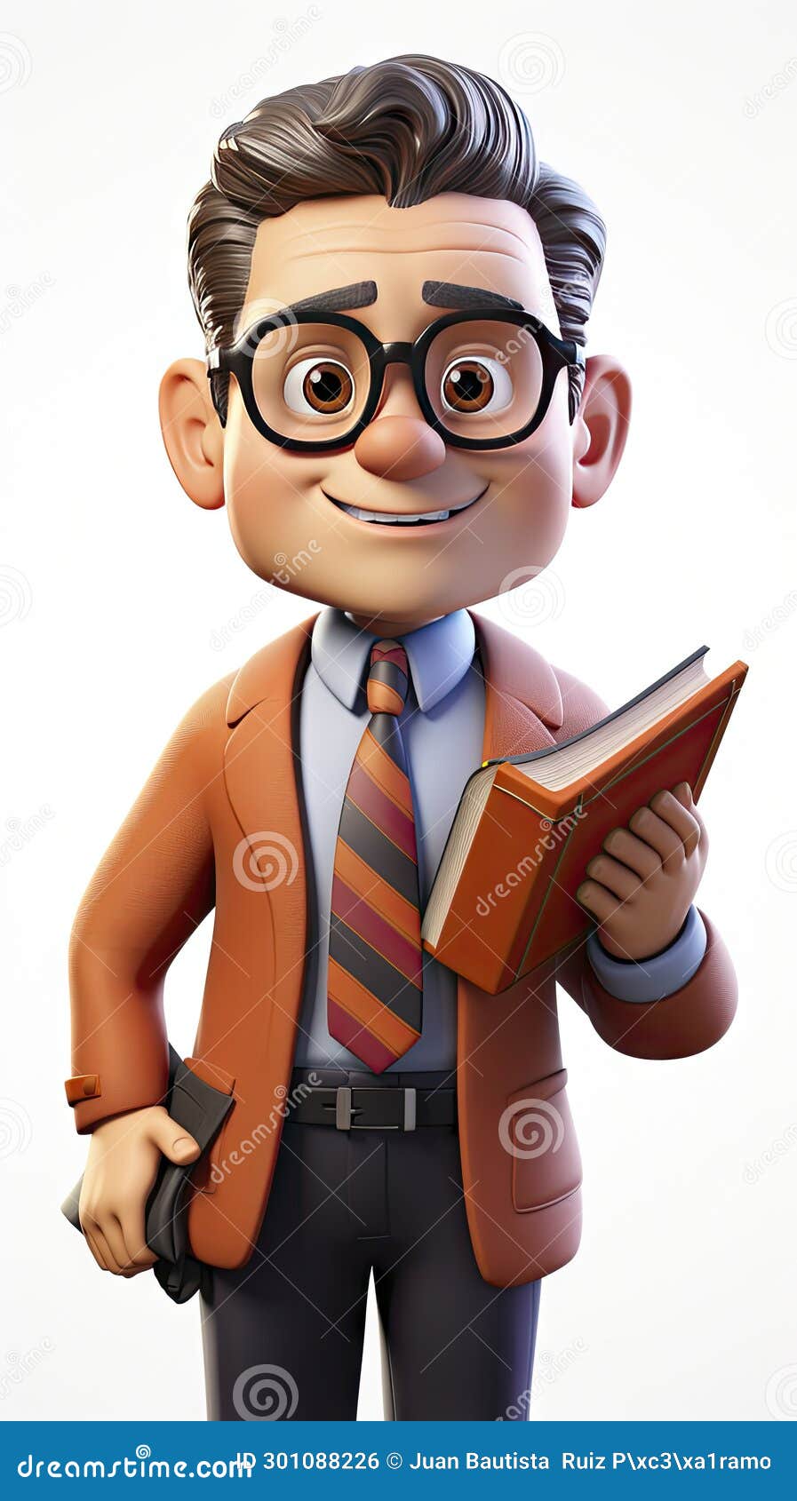 Animated Academic: Cheerful Cartoon Scholar. Stock Illustration ...