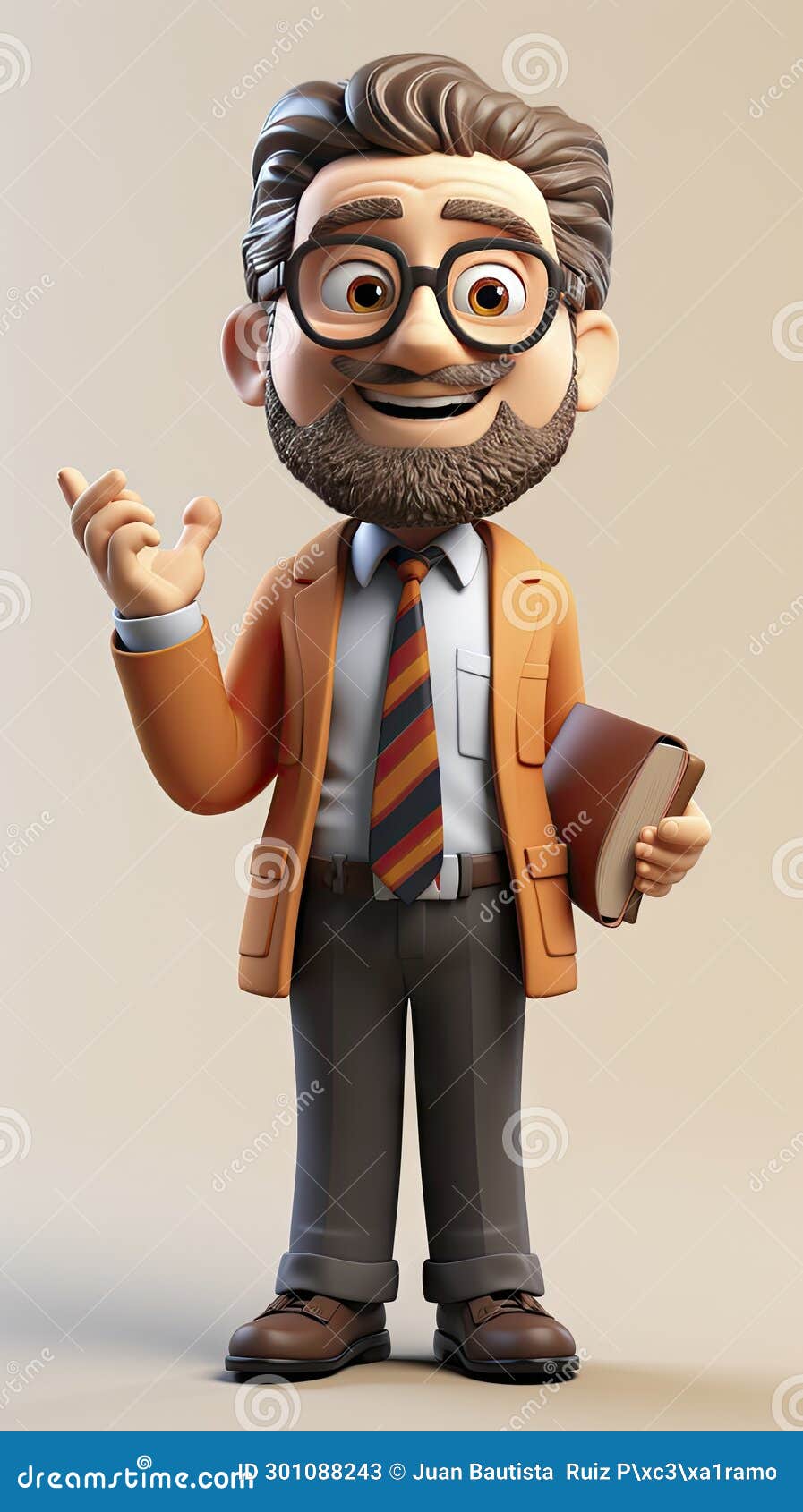 Animated Academic: Cheerful Cartoon Scholar. Stock Illustration ...