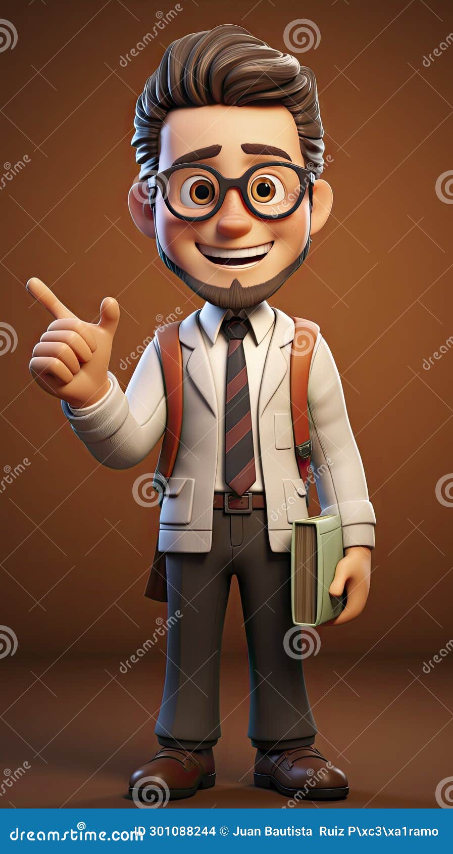 Animated Academic: Cheerful Cartoon Scholar. Stock Illustration ...