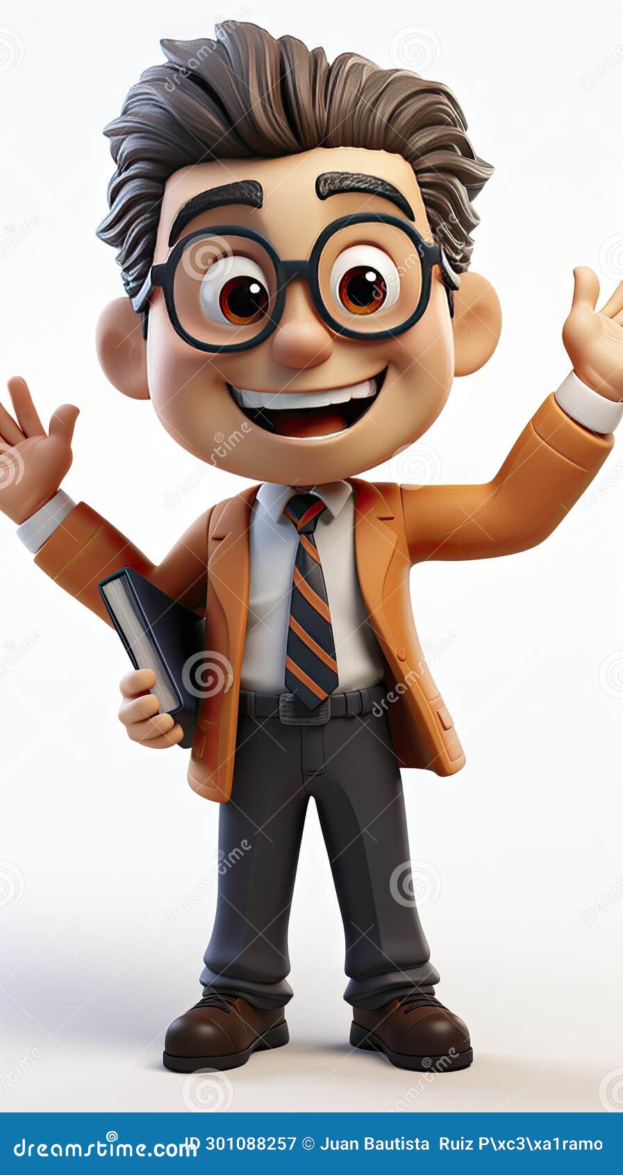 Animated Academic: Cheerful Cartoon Scholar. Stock Illustration ...