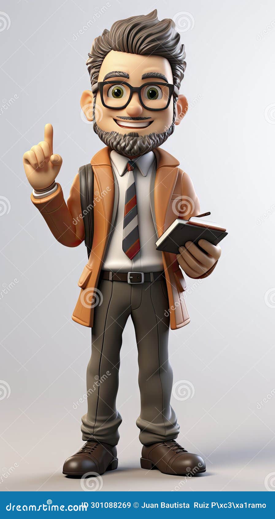 Animated Academic: Cheerful Cartoon Scholar. Stock Illustration ...