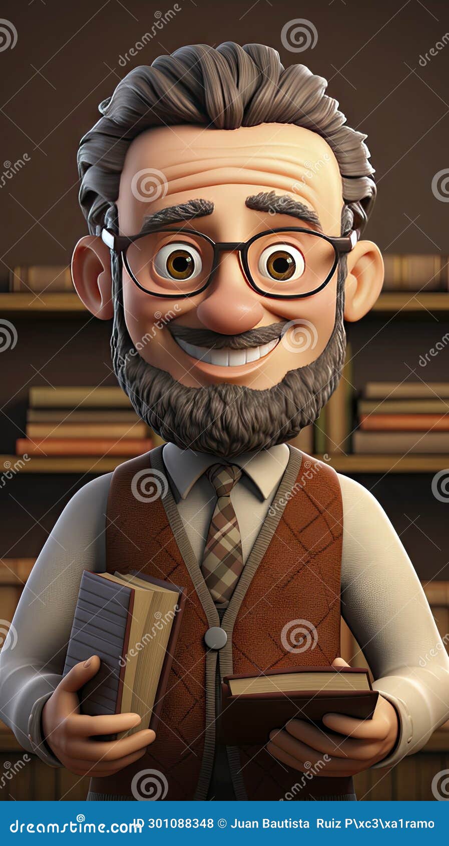 Animated Academic: Cheerful Cartoon Scholar. Stock Illustration ...