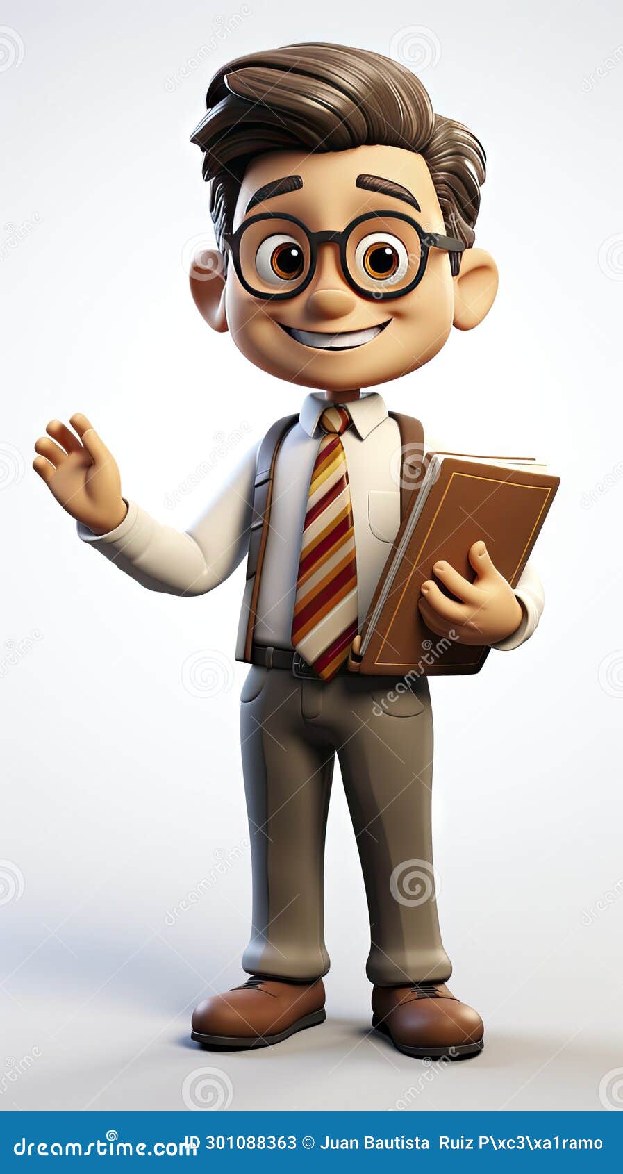 Animated Academic: Cheerful Cartoon Scholar. Stock Illustration ...