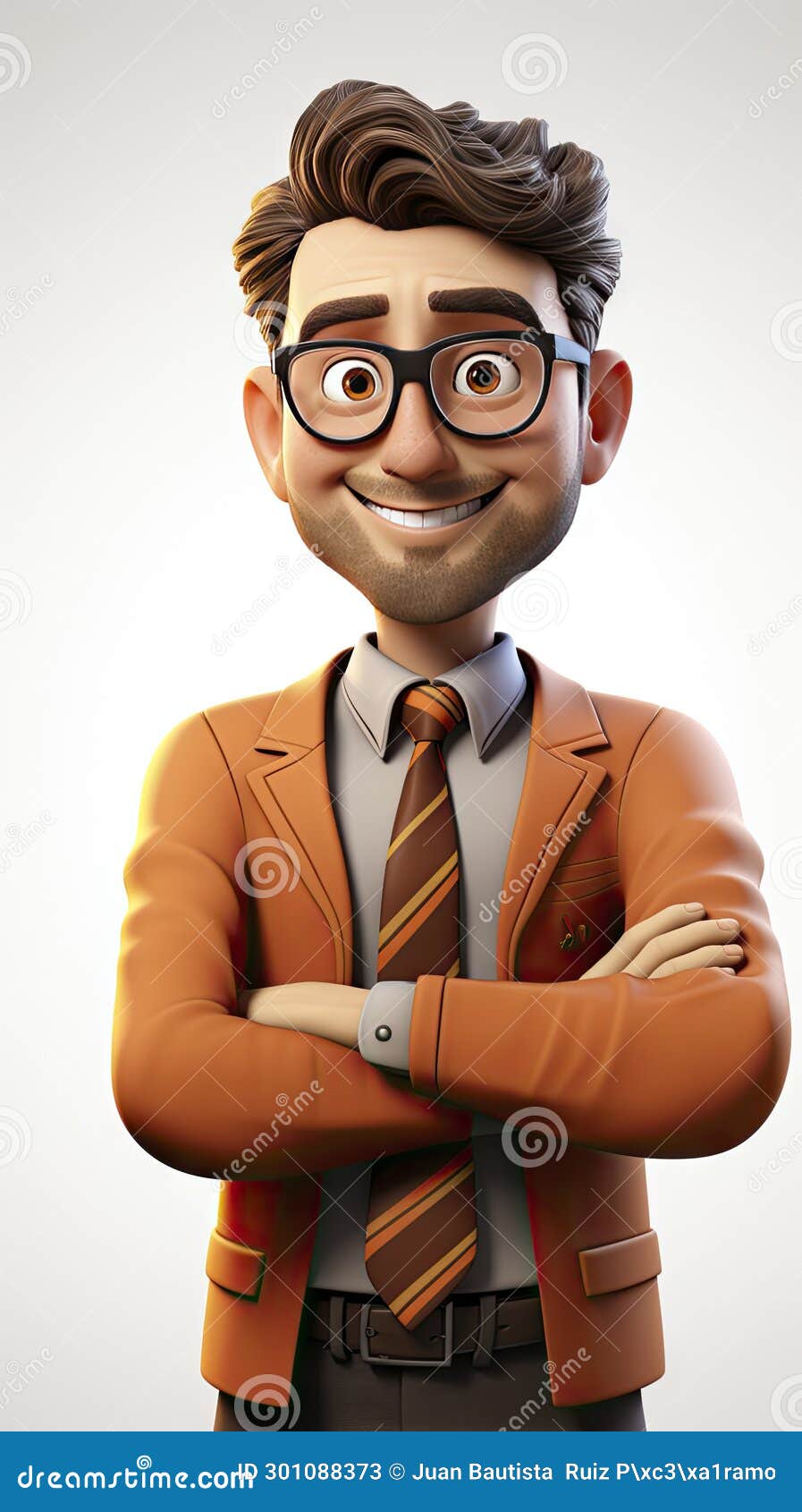 Animated Academic: Cheerful Cartoon Scholar. Stock Illustration ...