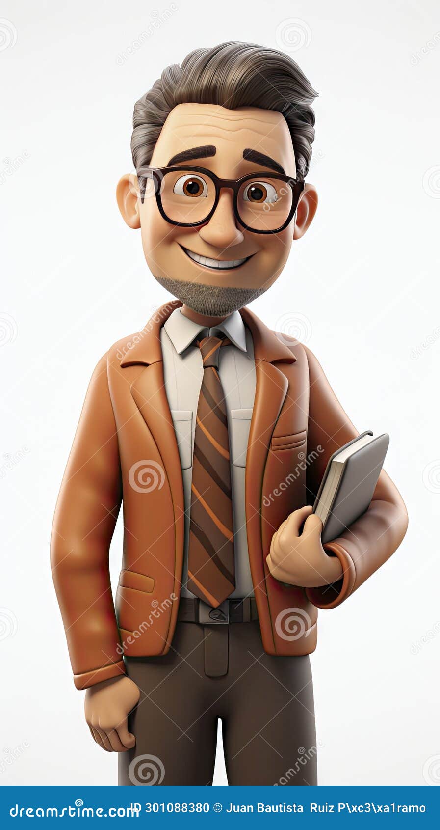 Animated Academic: Cheerful Cartoon Scholar. Stock Illustration ...