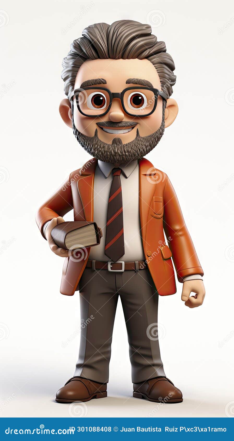 Animated Academic: Cheerful Cartoon Scholar. Stock Illustration ...