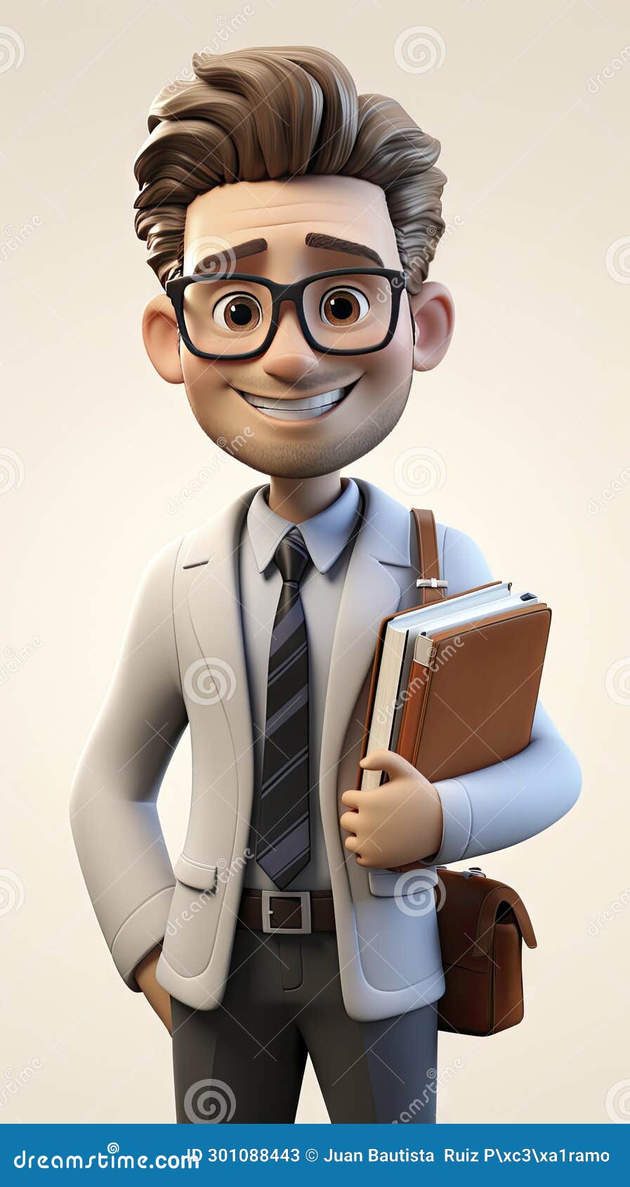 Animated Academic: Cheerful Cartoon Scholar. Stock Illustration ...