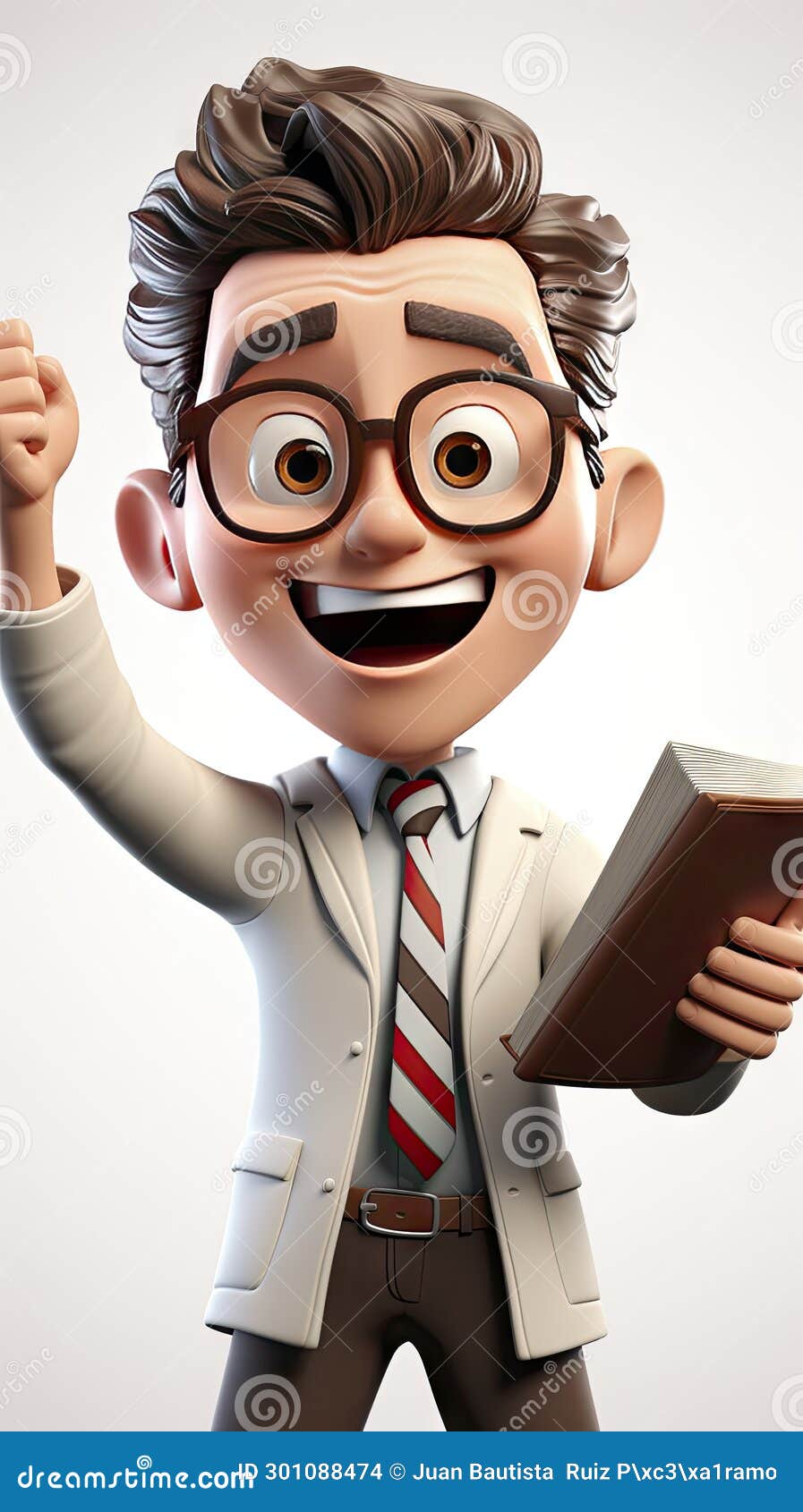 Animated Academic: Cheerful Cartoon Scholar. Stock Illustration ...