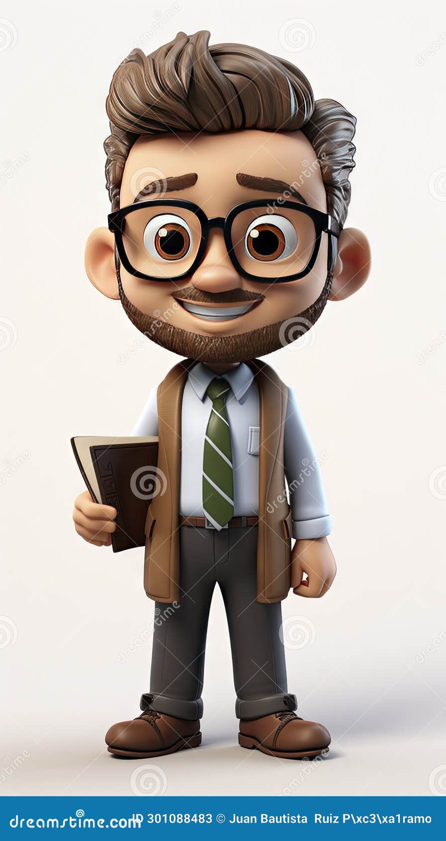Animated Academic: Cheerful Cartoon Scholar. Stock Illustration ...