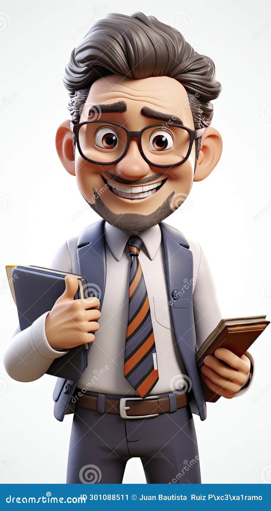 Animated Academic: Cheerful Cartoon Scholar. Stock Illustration ...
