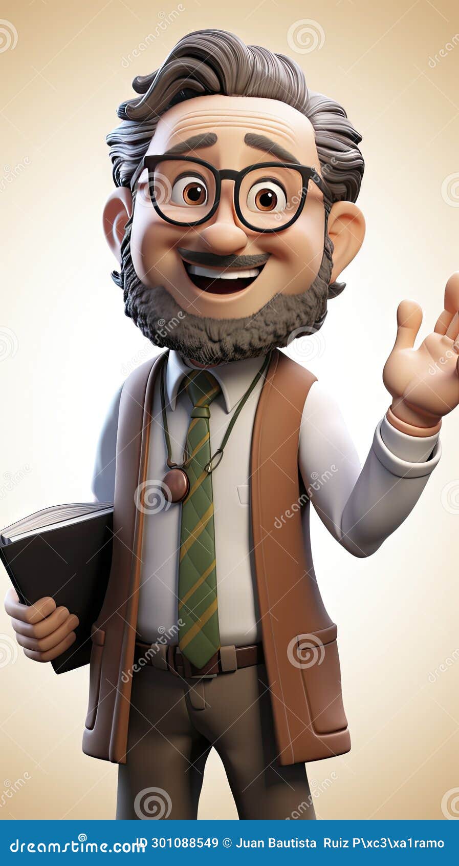 Animated Academic: Cheerful Cartoon Scholar. Stock Illustration ...