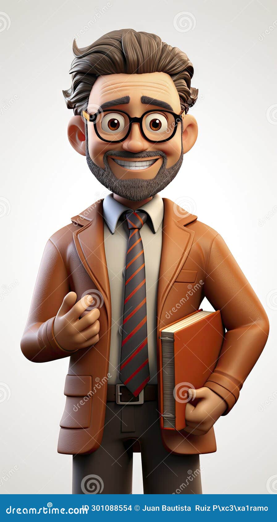 Animated Academic: Cheerful Cartoon Scholar. Stock Illustration ...