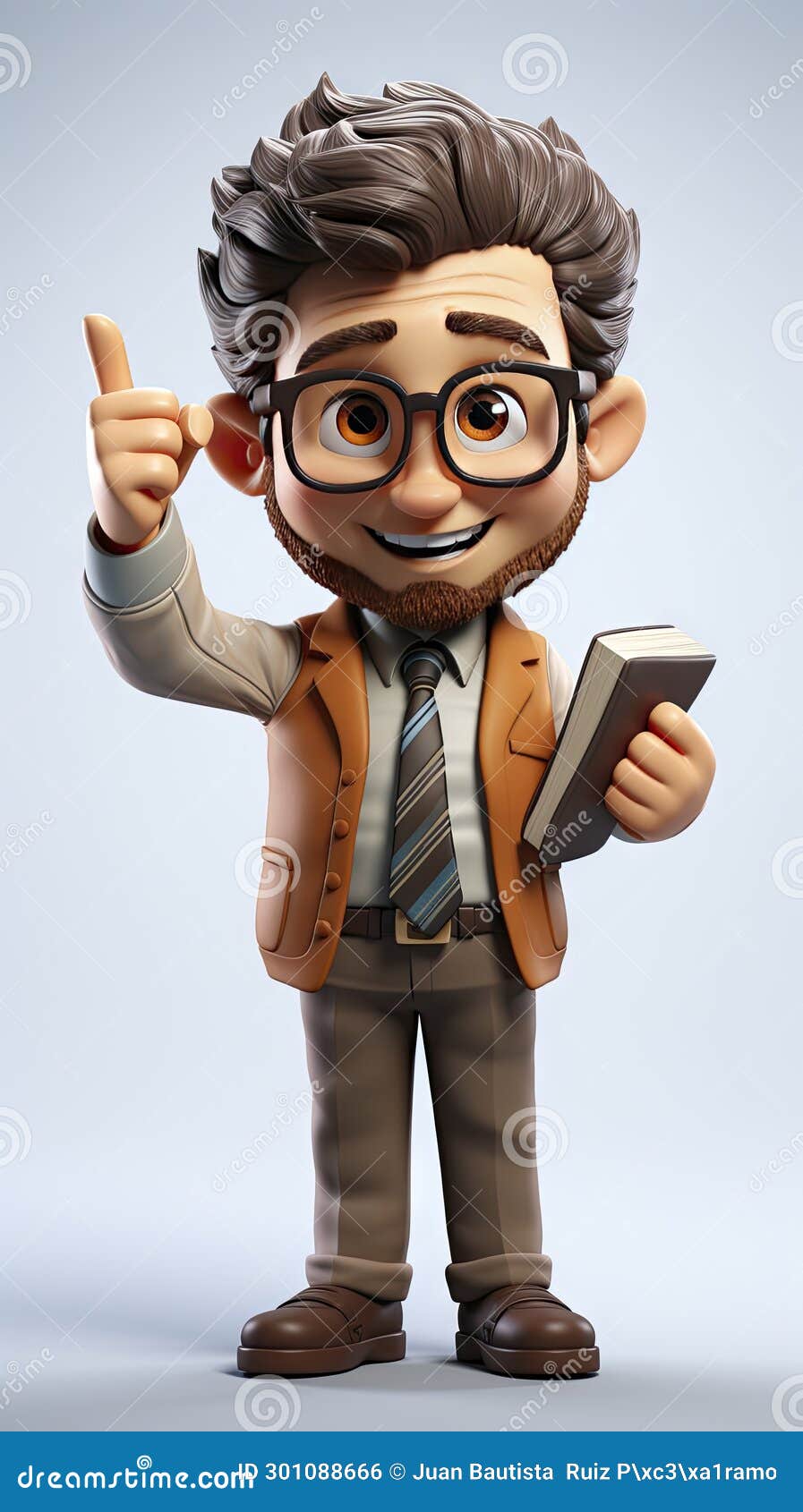 Animated Academic: Cheerful Cartoon Scholar. Stock Illustration ...