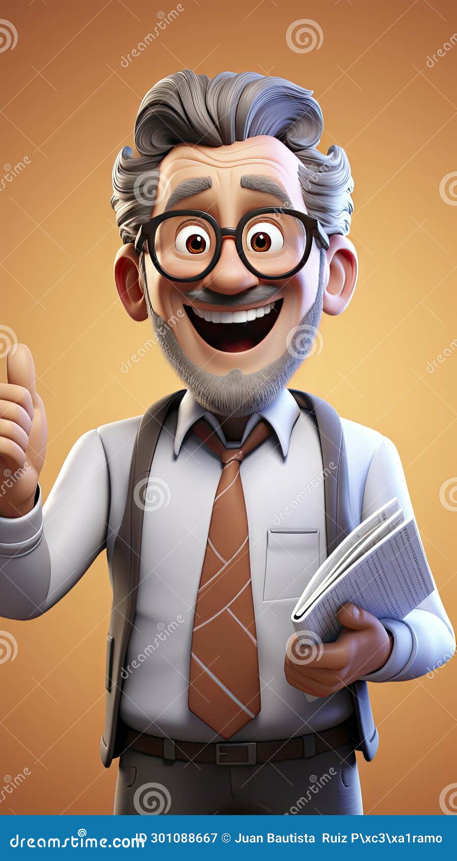 Animated Academic: Cheerful Cartoon Scholar. Stock Illustration ...