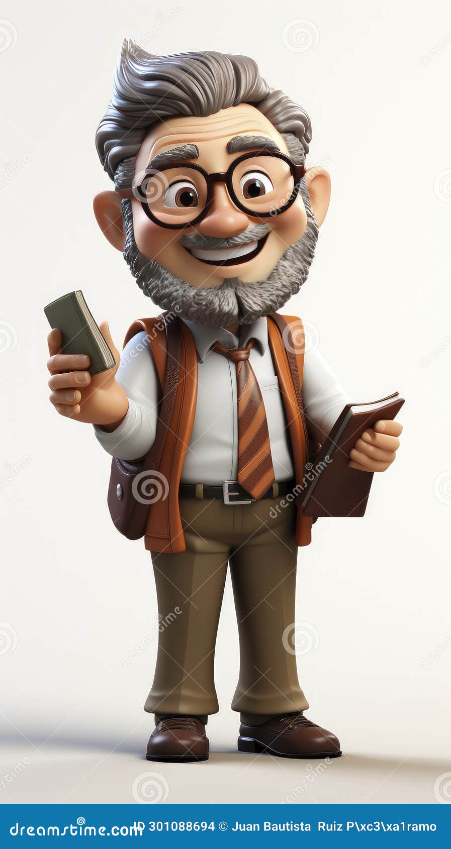 Animated Academic: Cheerful Cartoon Scholar. Stock Illustration ...