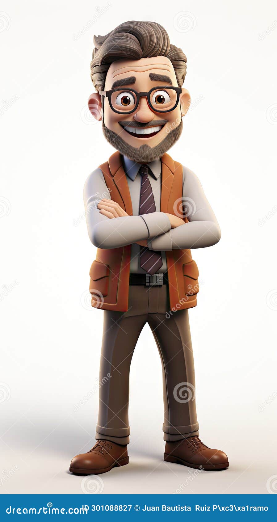 Animated Academic: Cheerful Cartoon Scholar. Stock Illustration ...