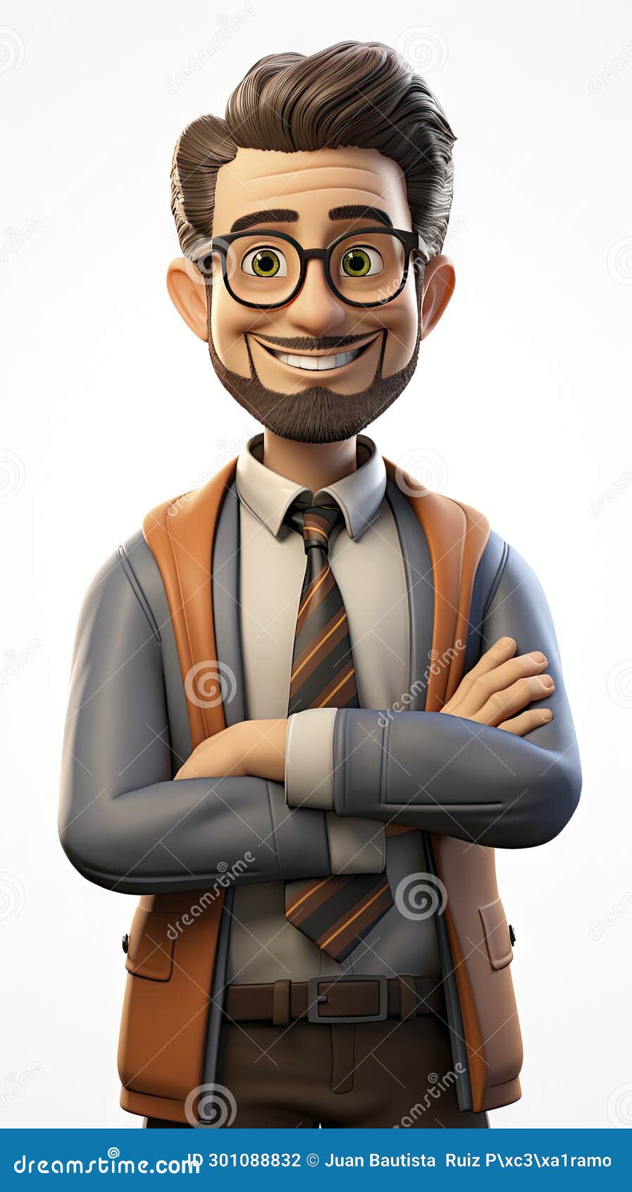 Animated Academic: Cheerful Cartoon Scholar. Stock Illustration ...