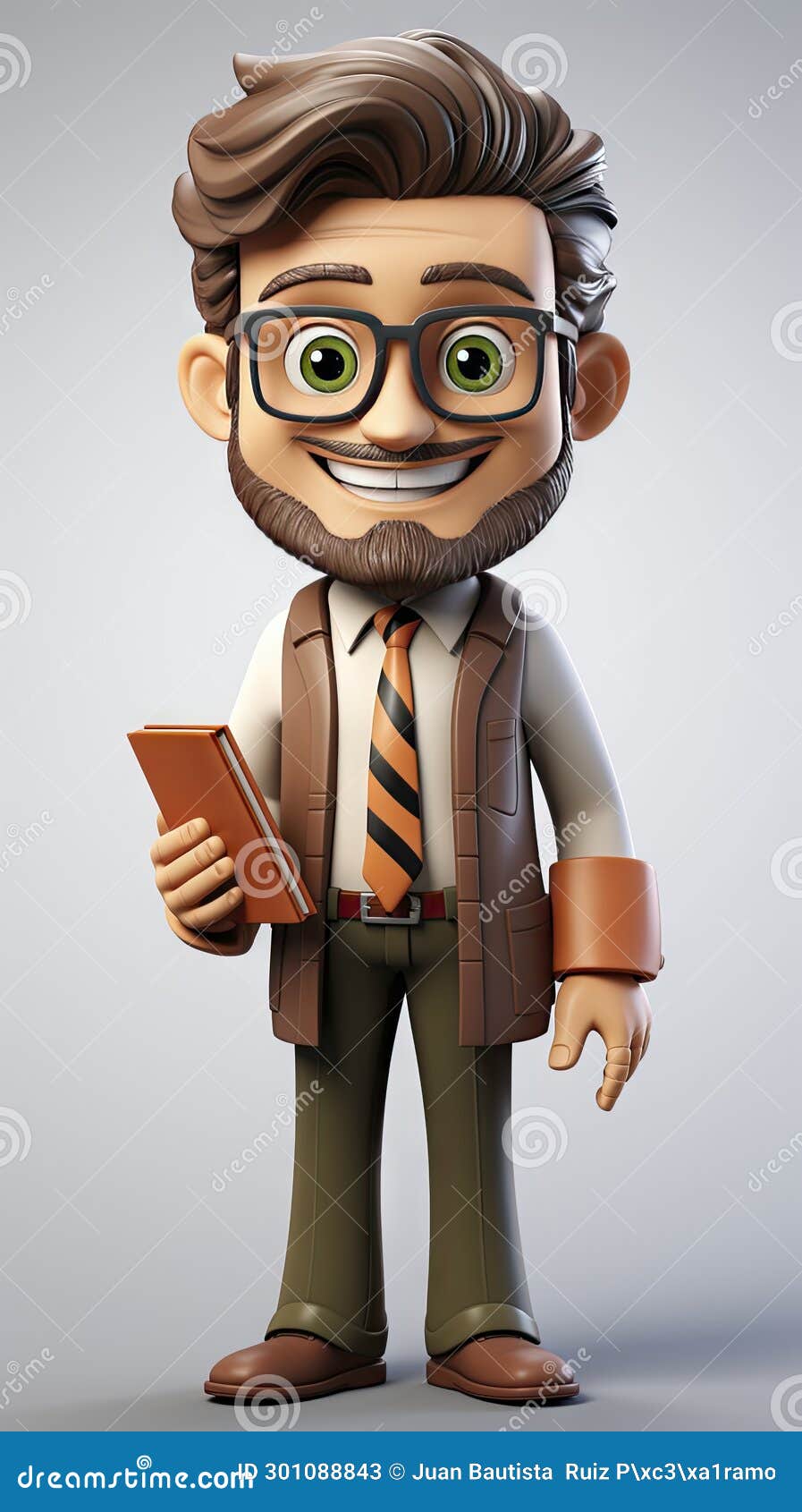 Animated Academic: Cheerful Cartoon Scholar. Stock Illustration ...