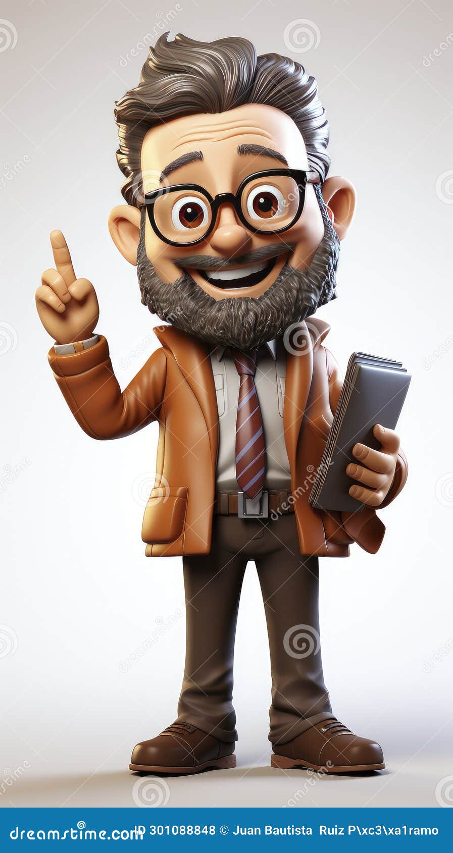Animated Academic: Cheerful Cartoon Scholar. Stock Illustration ...