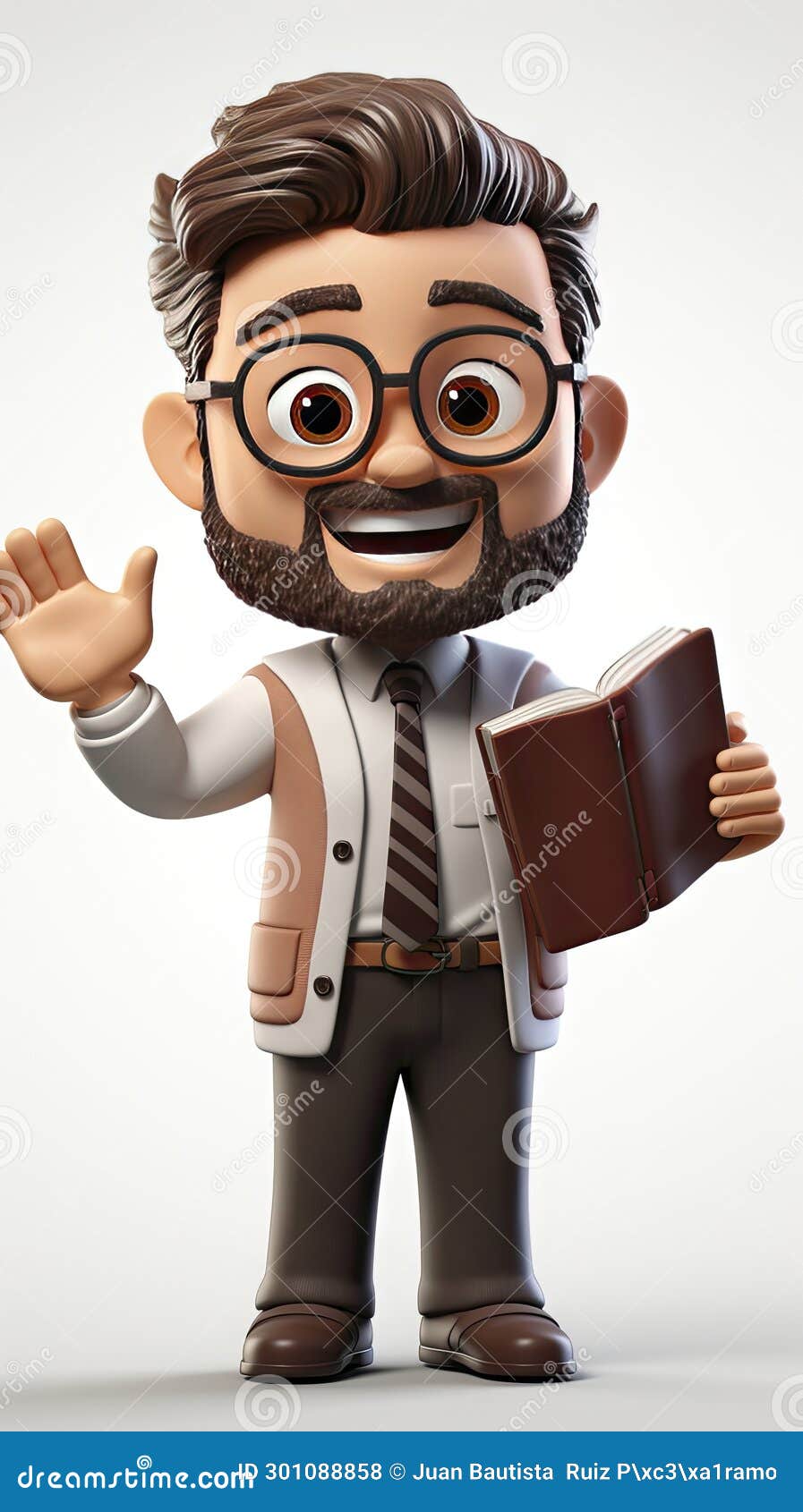Animated Academic: Cheerful Cartoon Scholar. Stock Illustration ...