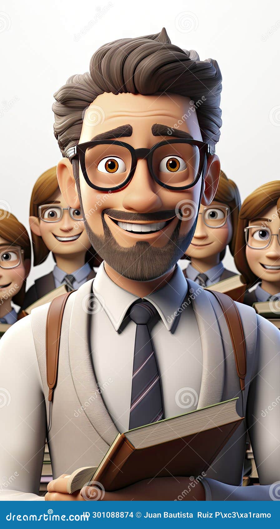 Animated Academic: Cheerful Cartoon Scholar. Stock Illustration ...